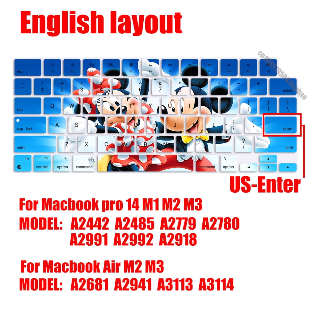 Mickey Minnies US Layout Soft Silicone Keyboard Cover for Macbook pro ...