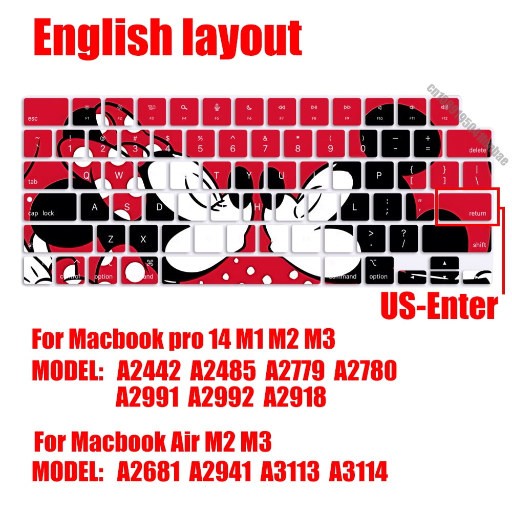 Mickey Minnies US Layout Soft Silicone Keyboard Cover for Macbook pro ...