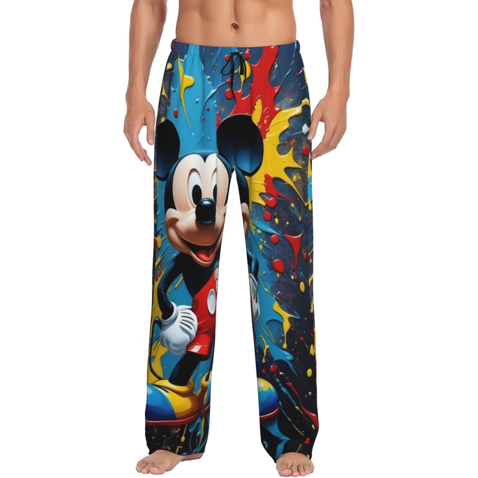 Mickey Mouse (2) Anime Cartoon All-Over Print Men'S Black Pajama Pants ...