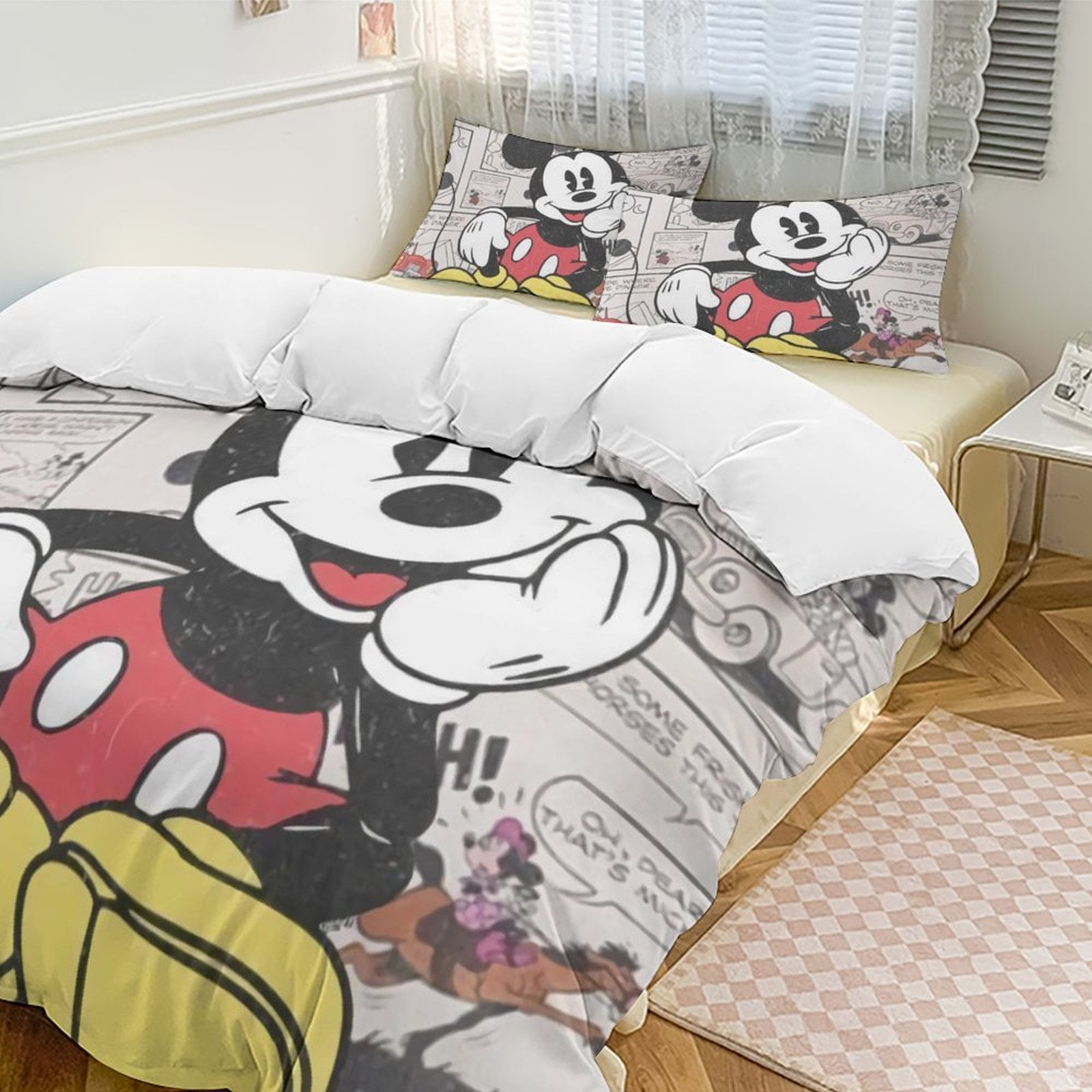 Mickey Mouse 3-Piece Bedding Set (1 Duvet Cover + 2 Pillow Shams ...