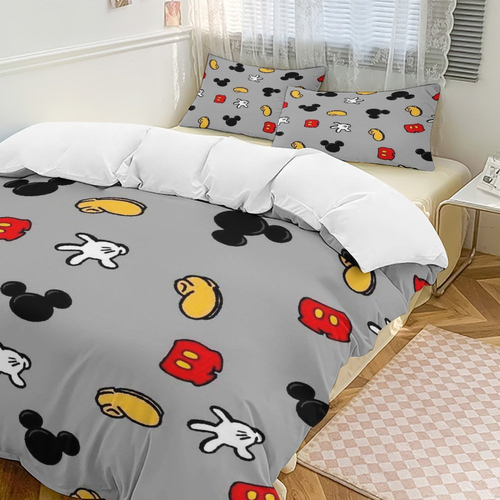 Mickey Mouse 3 Piece Bedding Set Cartoon Comforter Set Cute Duvet Cover ...