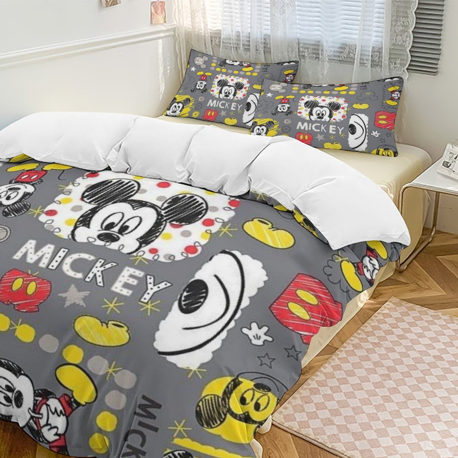 Mickey Mouse 3 Piece Bedding Set Cartoon Comforter Set Cute Duvet Cover ...