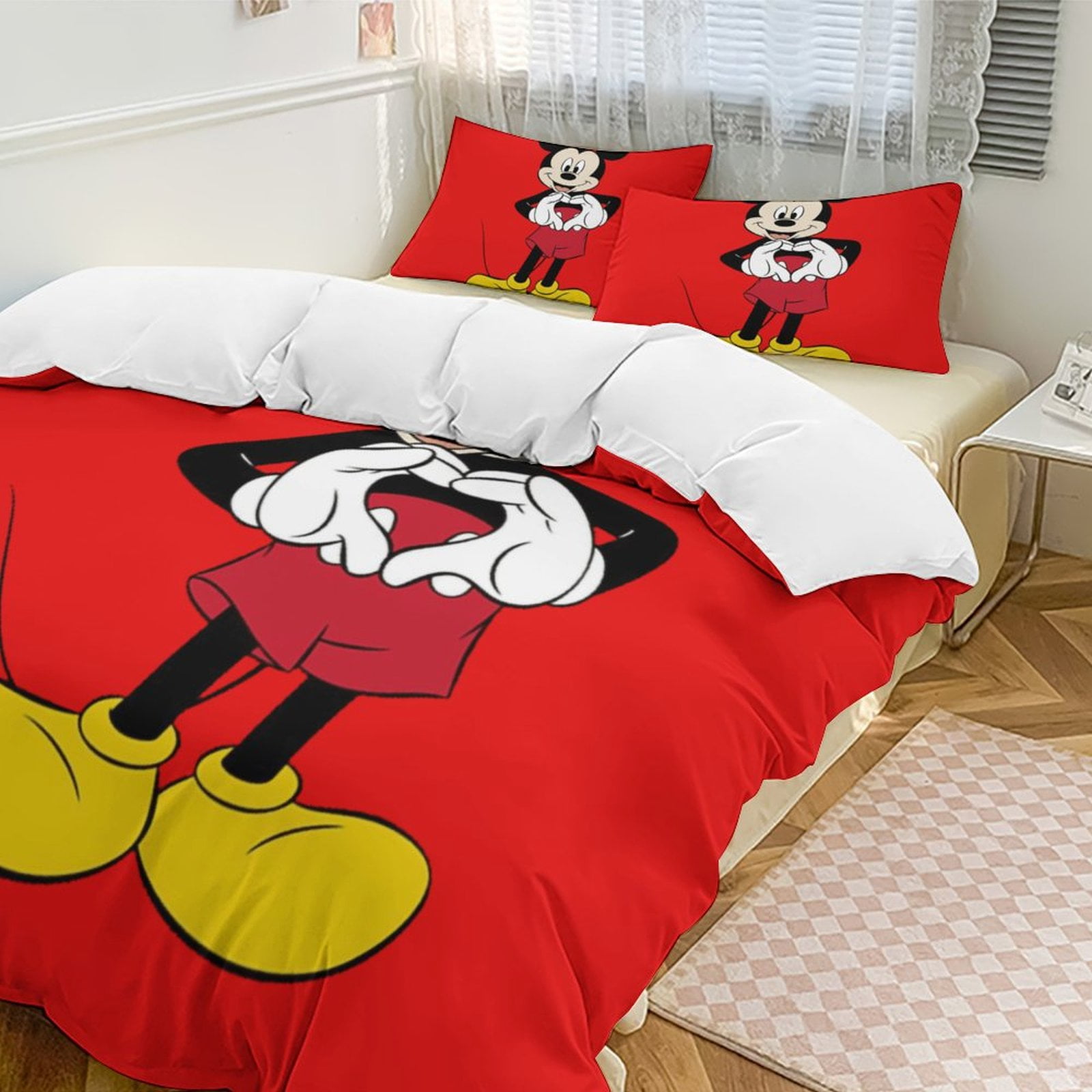 Mickey Mouse 3 Piece Bedding Set Cartoon Comforter Set Cute Duvet Cover ...
