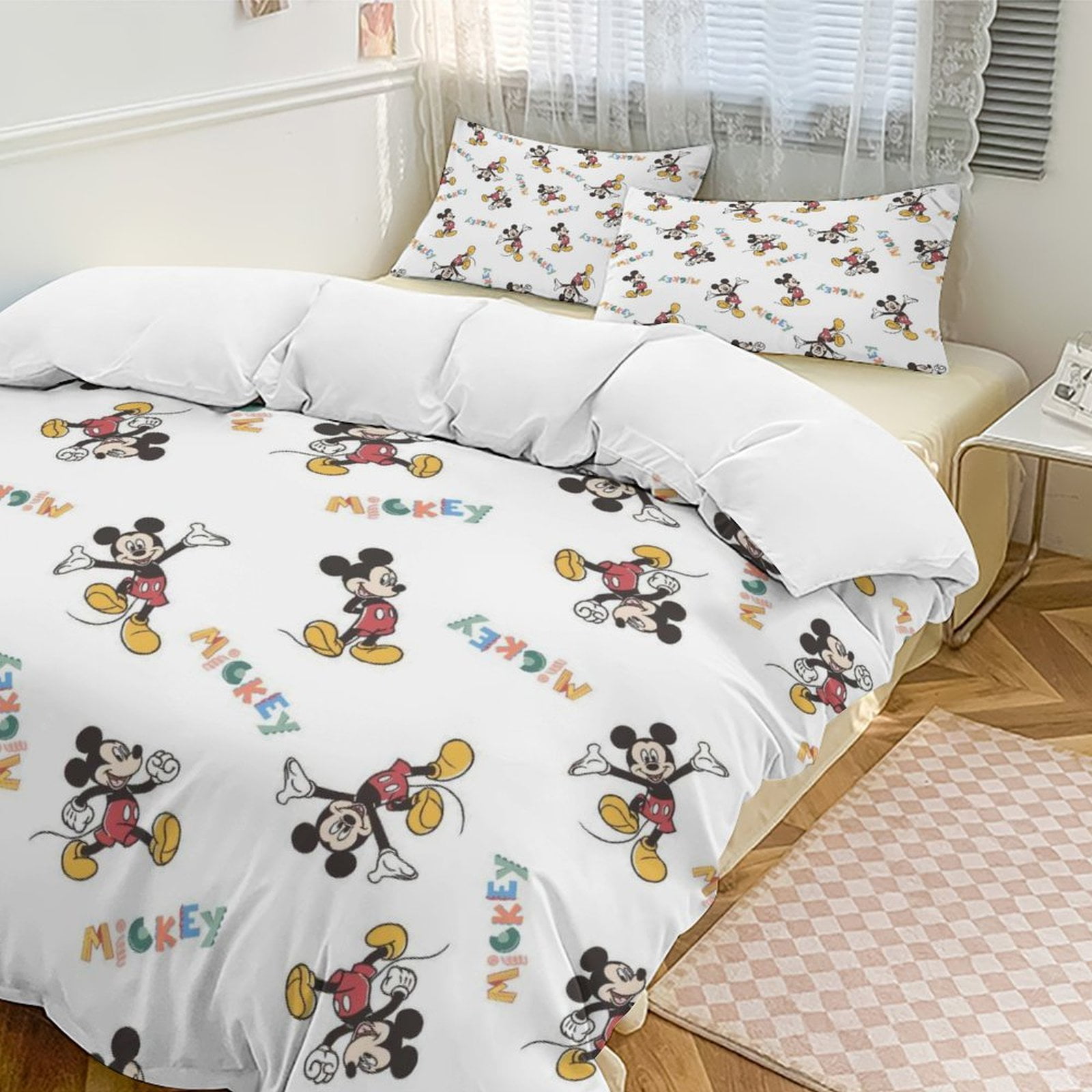 Mickey Mouse 3 Piece Bedding Set Cartoon Comforter Set Cute Duvet Cover ...