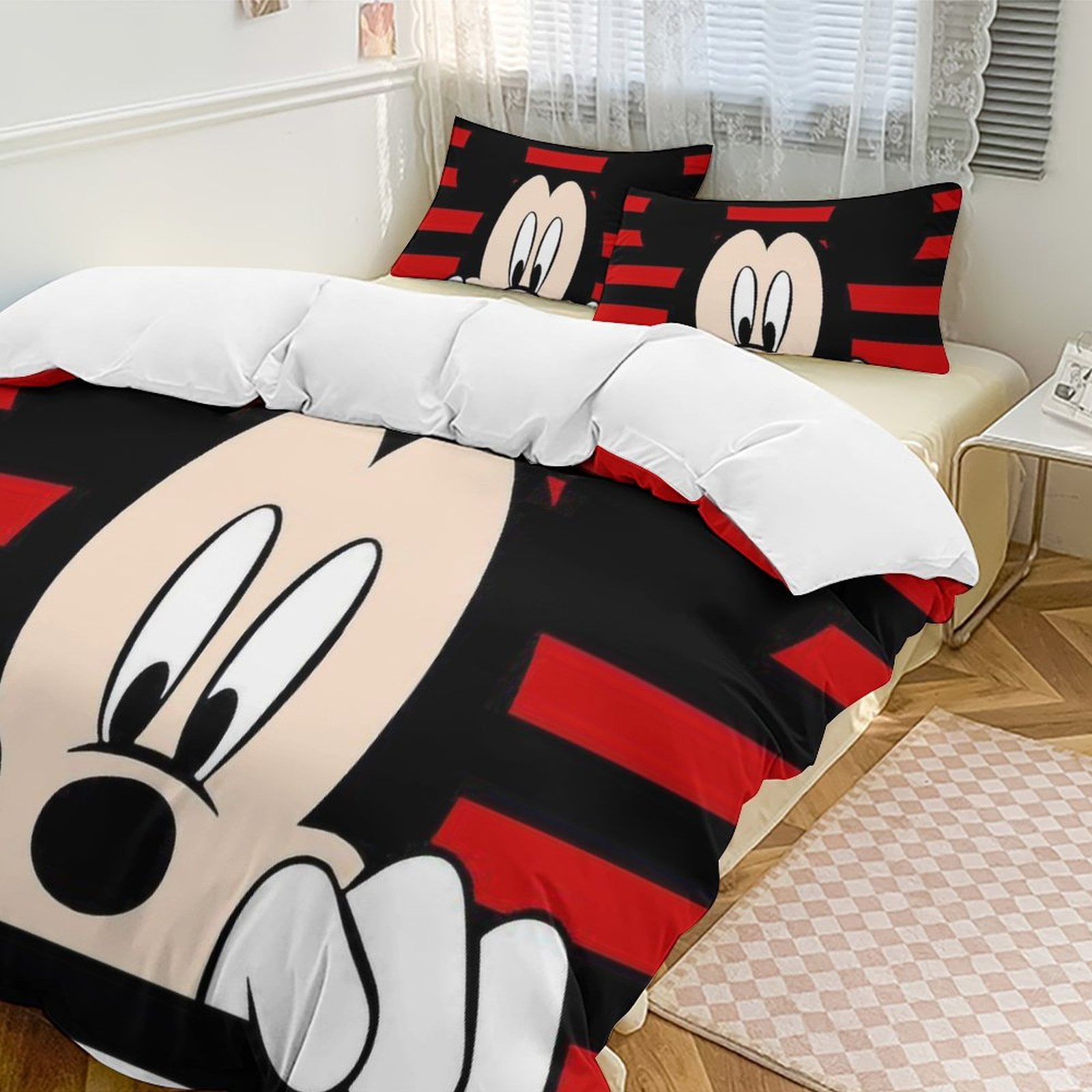 Mickey Mouse 3 Piece Bedding Set Cartoon Comforter Set Cute Duvet Cover ...
