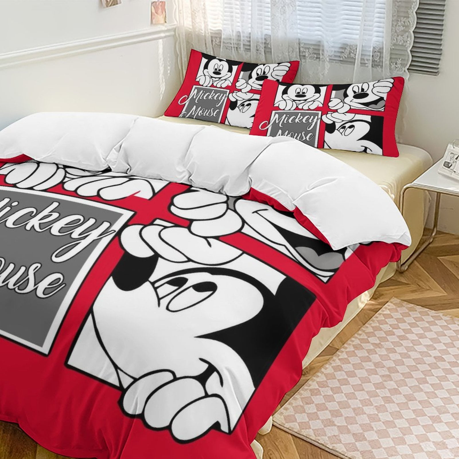 Mickey Mouse 3 Piece Bedding Set Cartoon Comforter Set Cute Duvet Cover ...