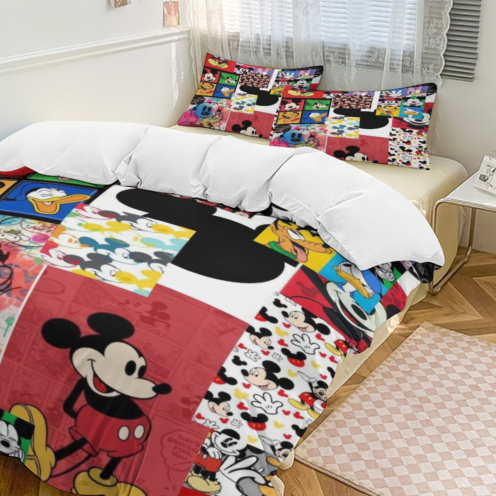 Mickey Mouse 3 Piece Bedding Set Cartoon Comforter Set Cute Duvet Cover ...