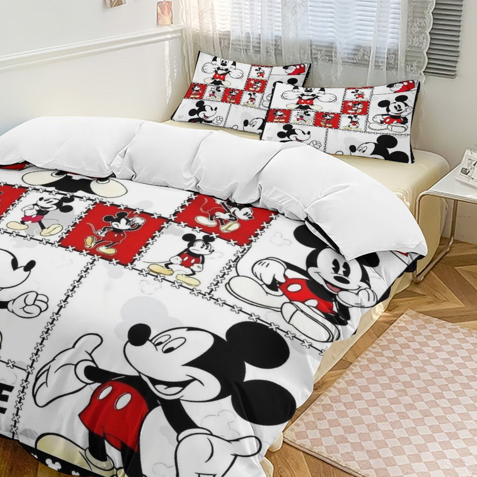 Mickey Mouse 3 Piece Bedding Set Cartoon Comforter Set Cute Duvet Cover ...