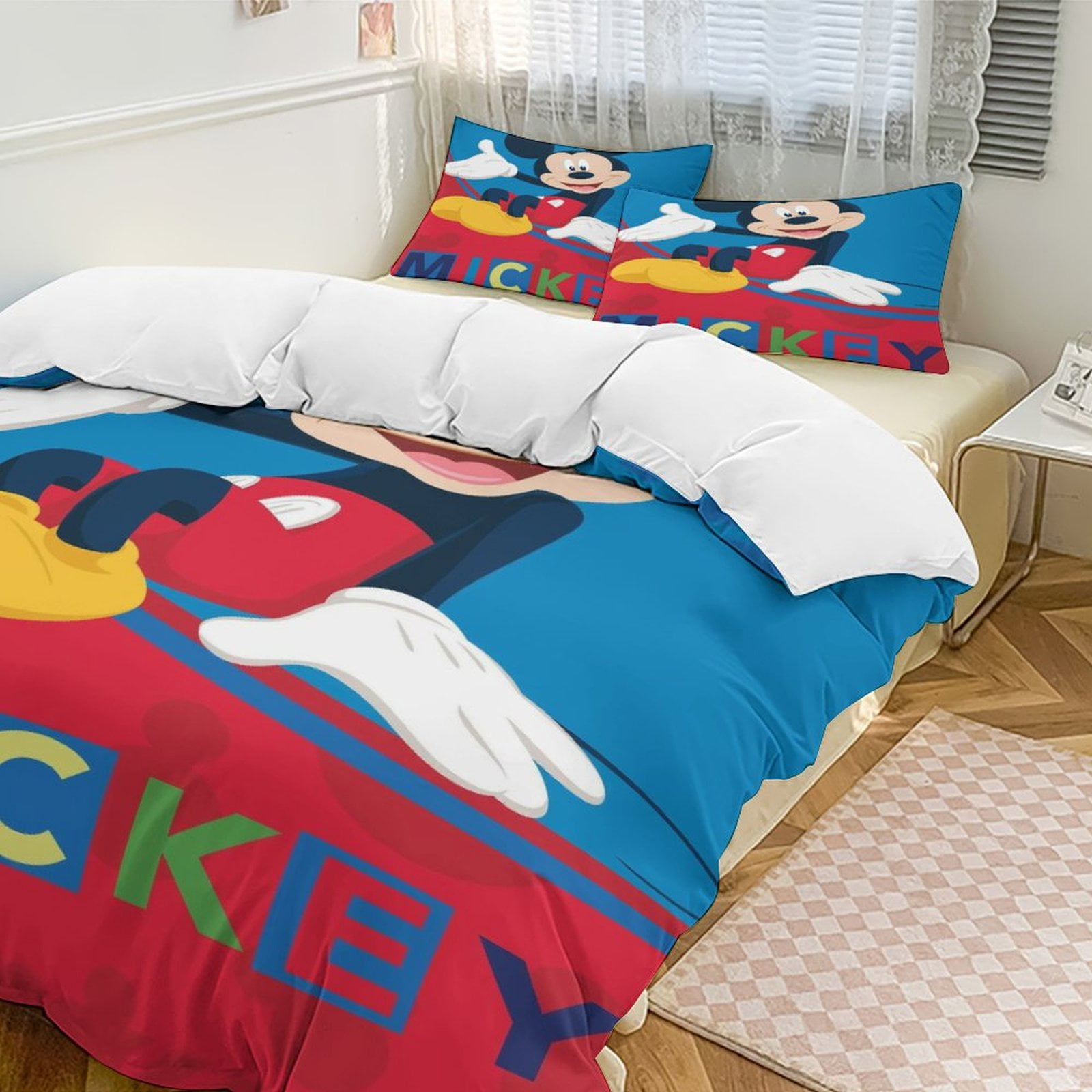 Mickey Mouse 3 Piece Bedding Set Cartoon Comforter Set Cute Duvet Cover ...