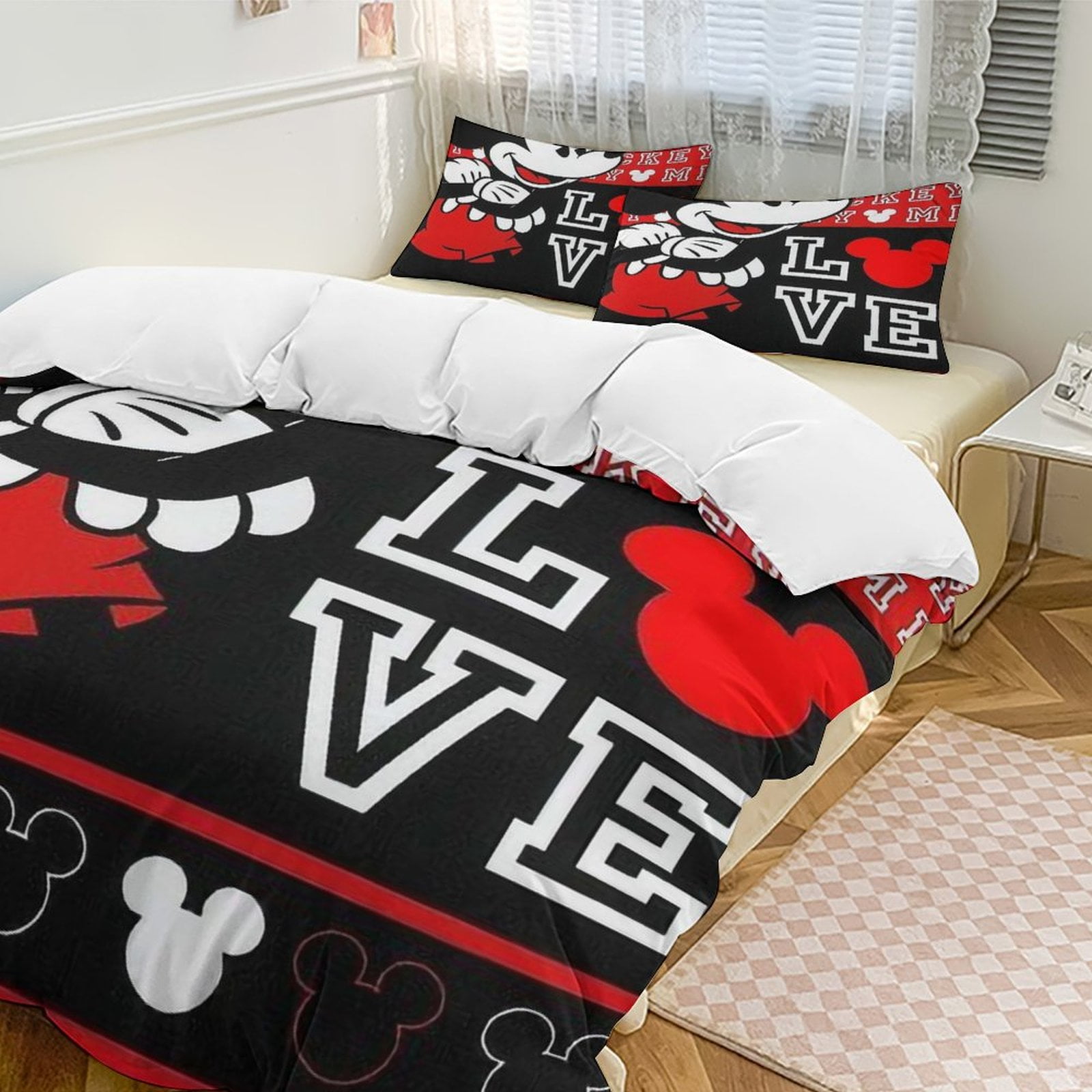 Mickey Mouse 3 Piece Bedding Set Cartoon Comforter Set Cute Duvet Cover ...