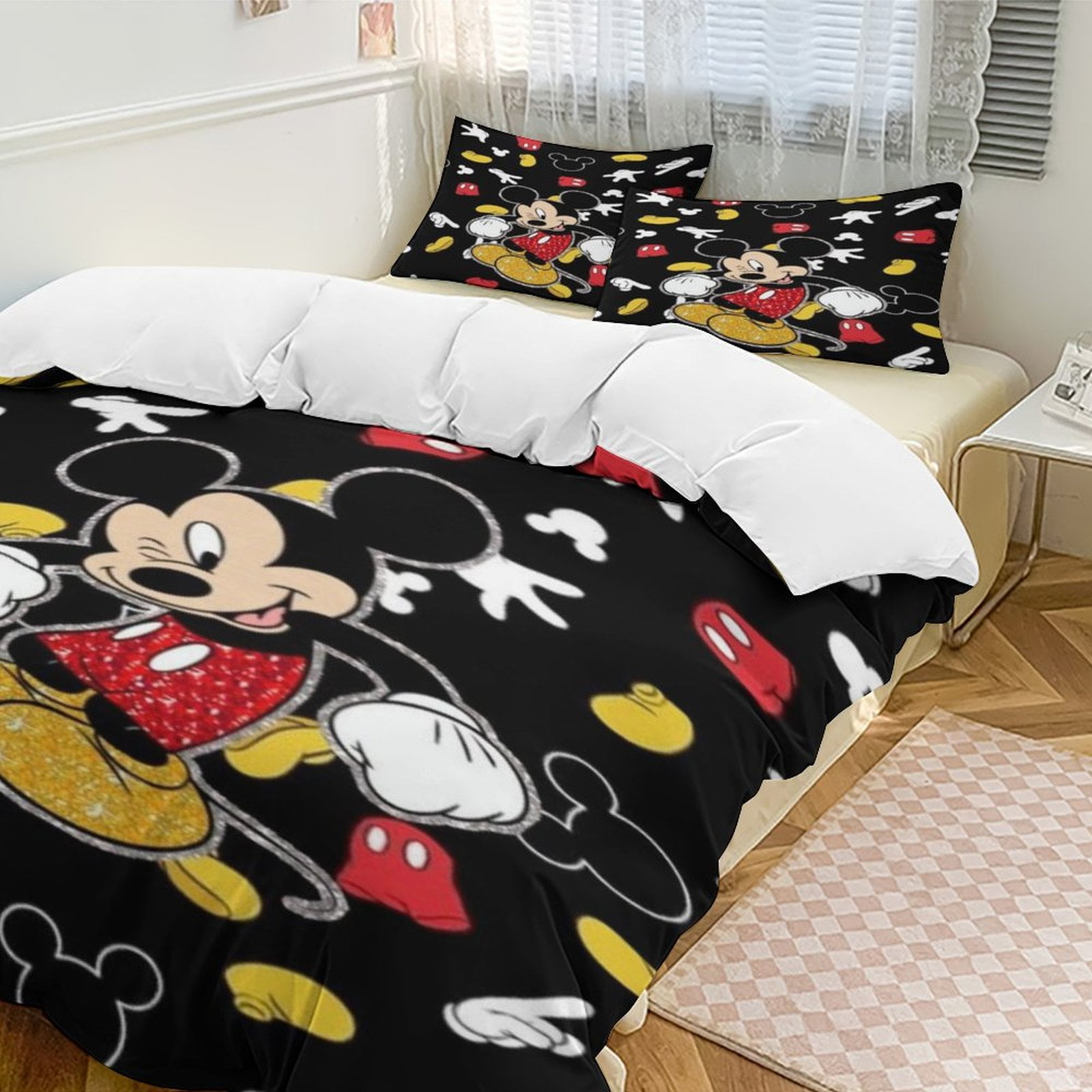 Mickey Mouse 3 Piece Bedding Set Cartoon Comforter Set Cute Duvet Cover ...
