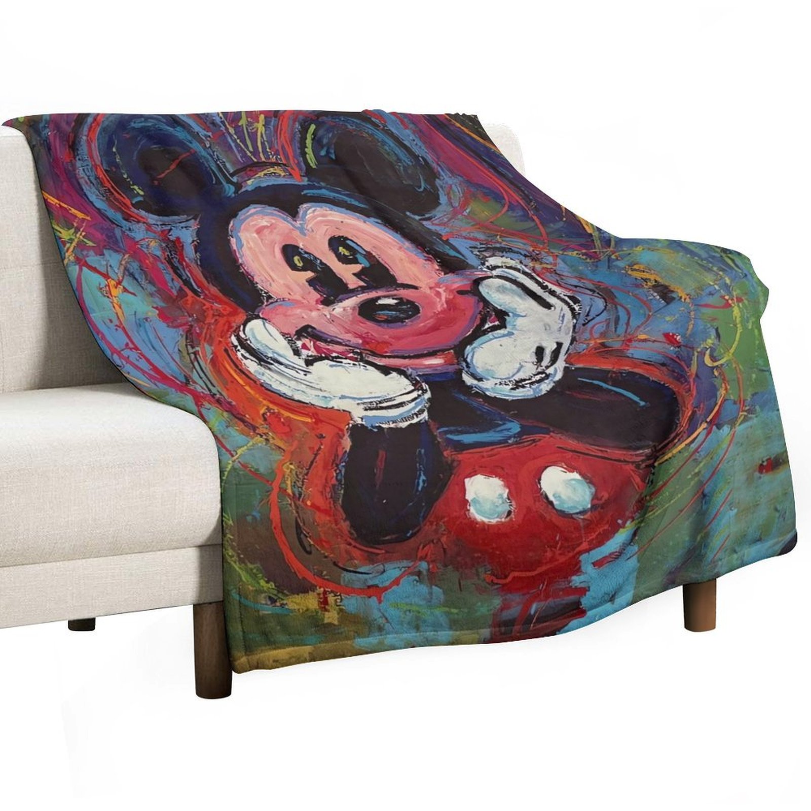 Mickey_Mouse 3D Print Plush Throw Blanket - Measures 30"x40" - Kids ...