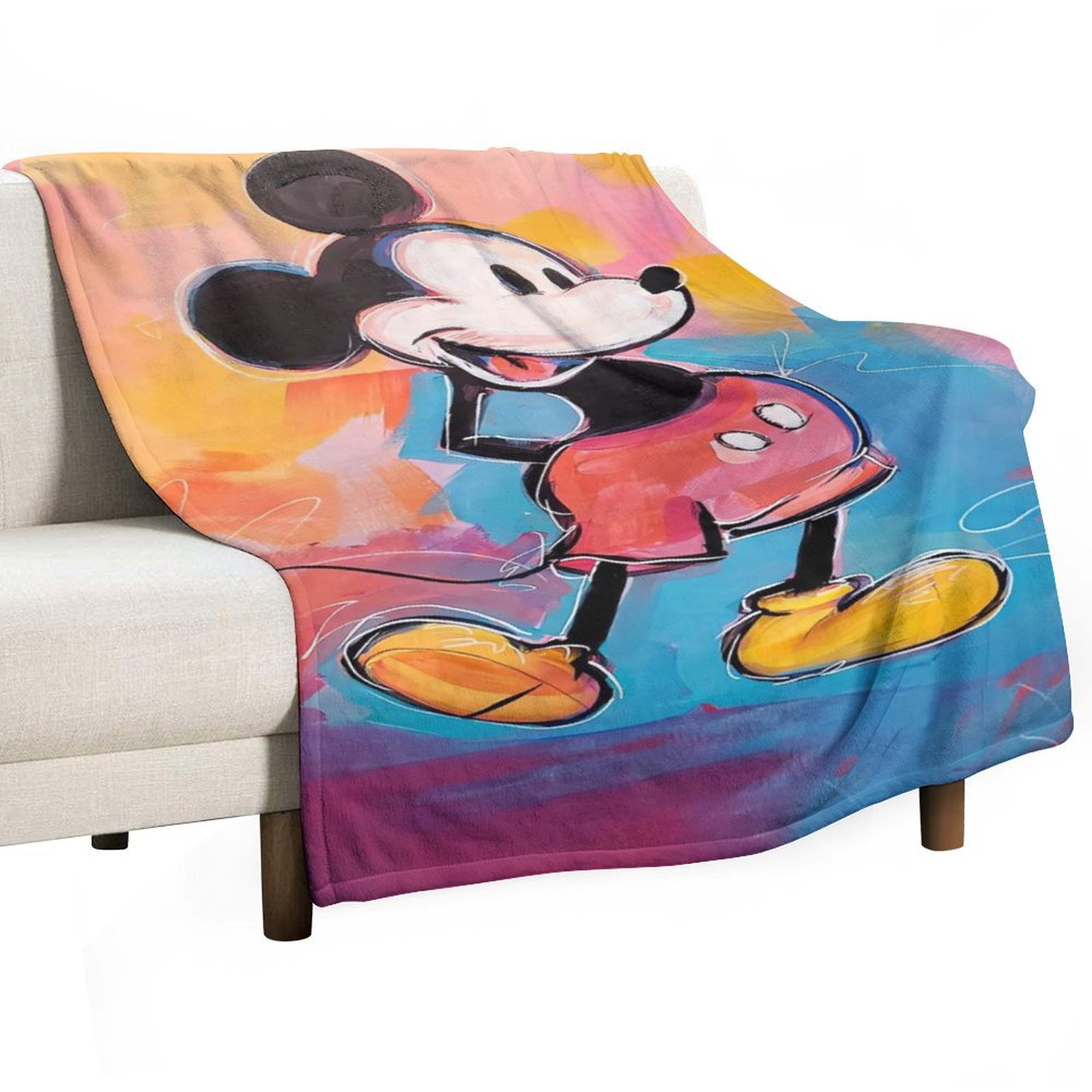 Mickey_Mouse 3D Print Plush Throw Blanket - Measures 30"x50" - Kids ...