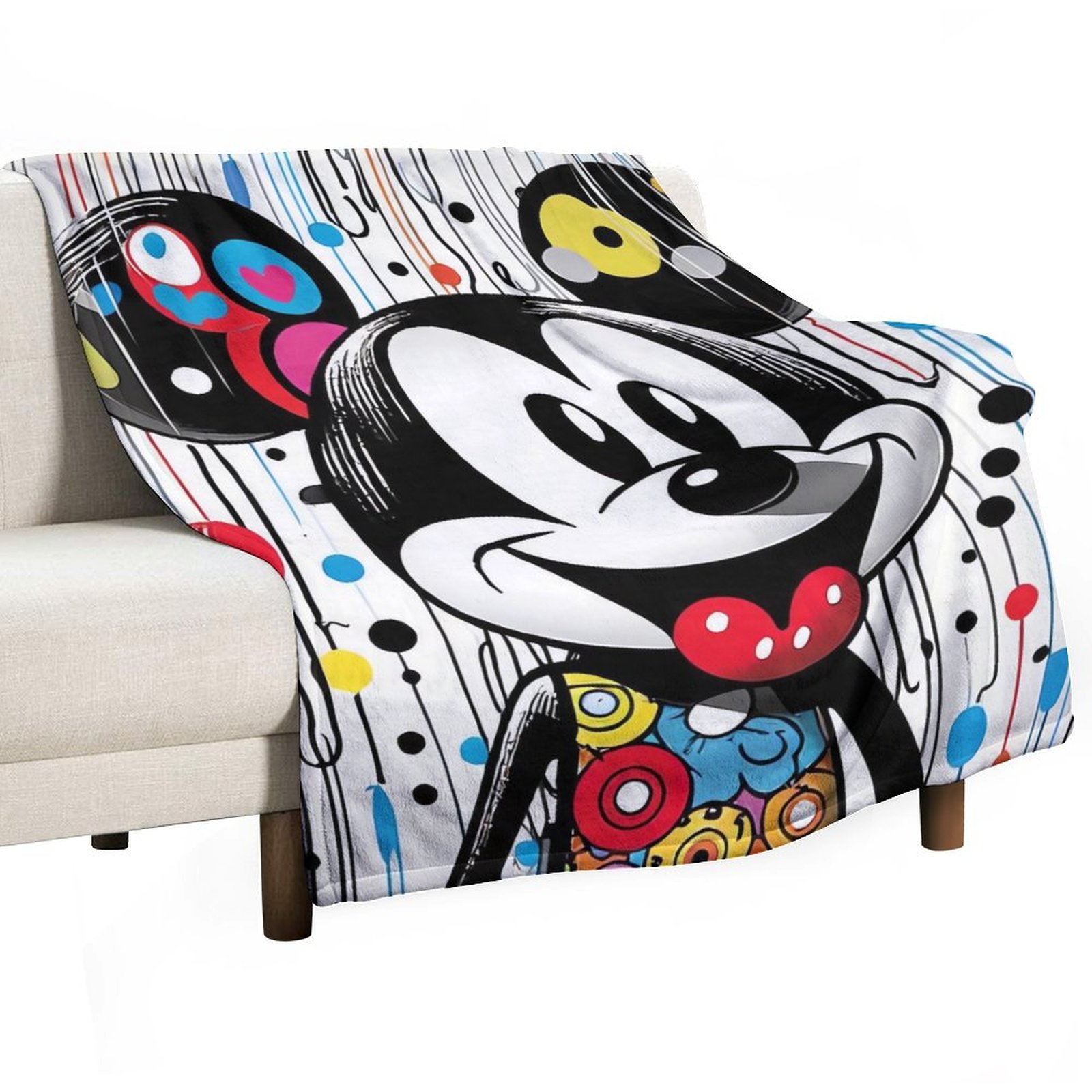 Mickey_Mouse 3D Print Plush Throw Blanket - Measures 40"x50" - Kids ...