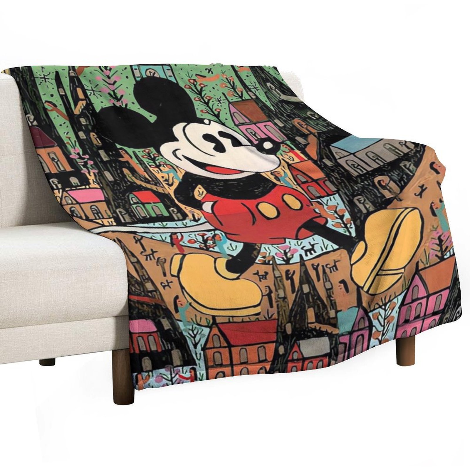 Mickey_Mouse 3D Print Plush Throw Blanket - Measures 40"x50" - Kids ...