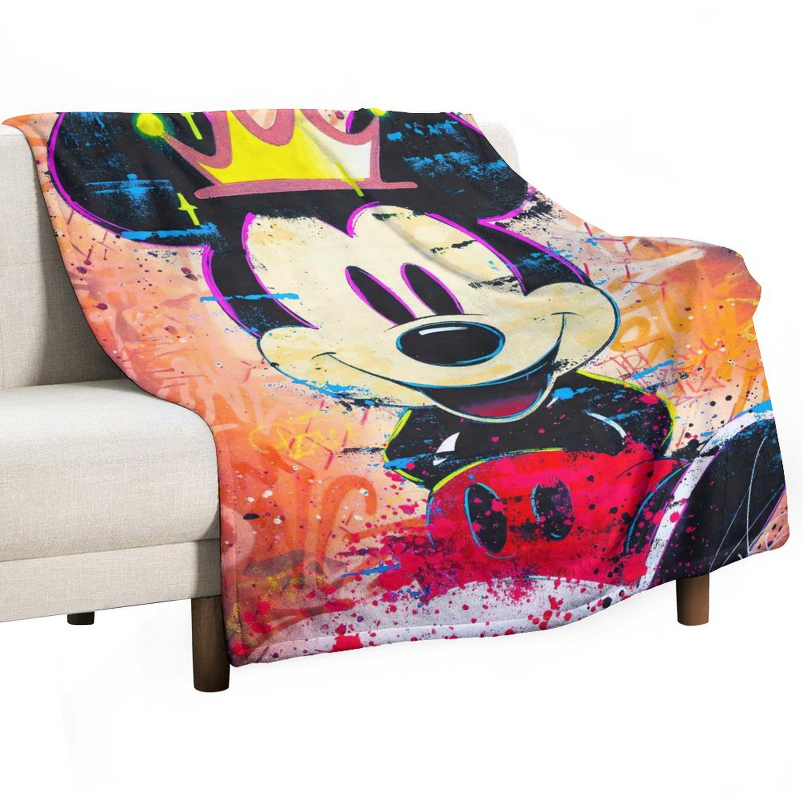 Mickey_Mouse 3D Print Plush Throw Blanket - Measures 40"x50" - Kids ...