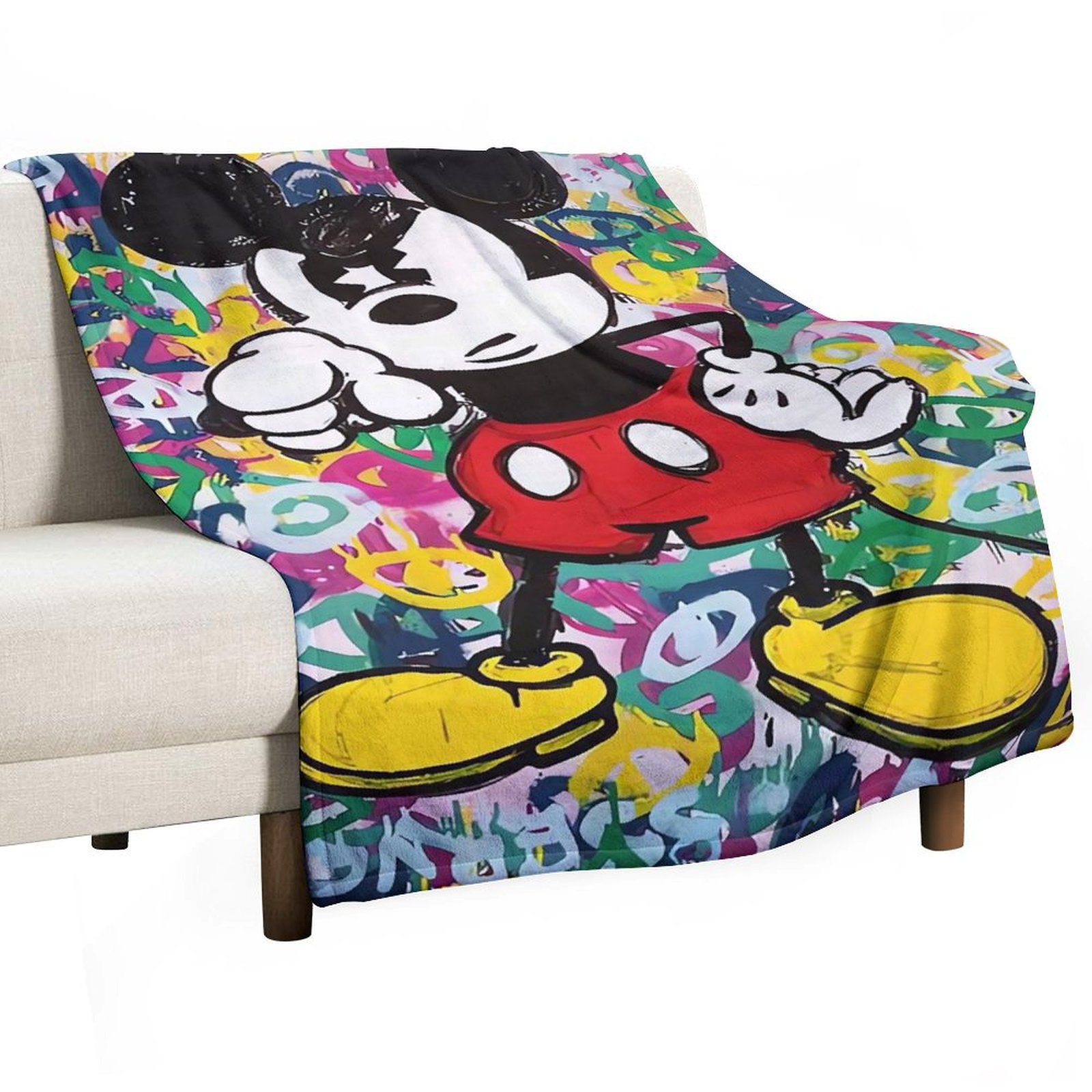 Mickey_Mouse 3D Print Plush Throw Blanket - Measures 40"x60" - Kids ...