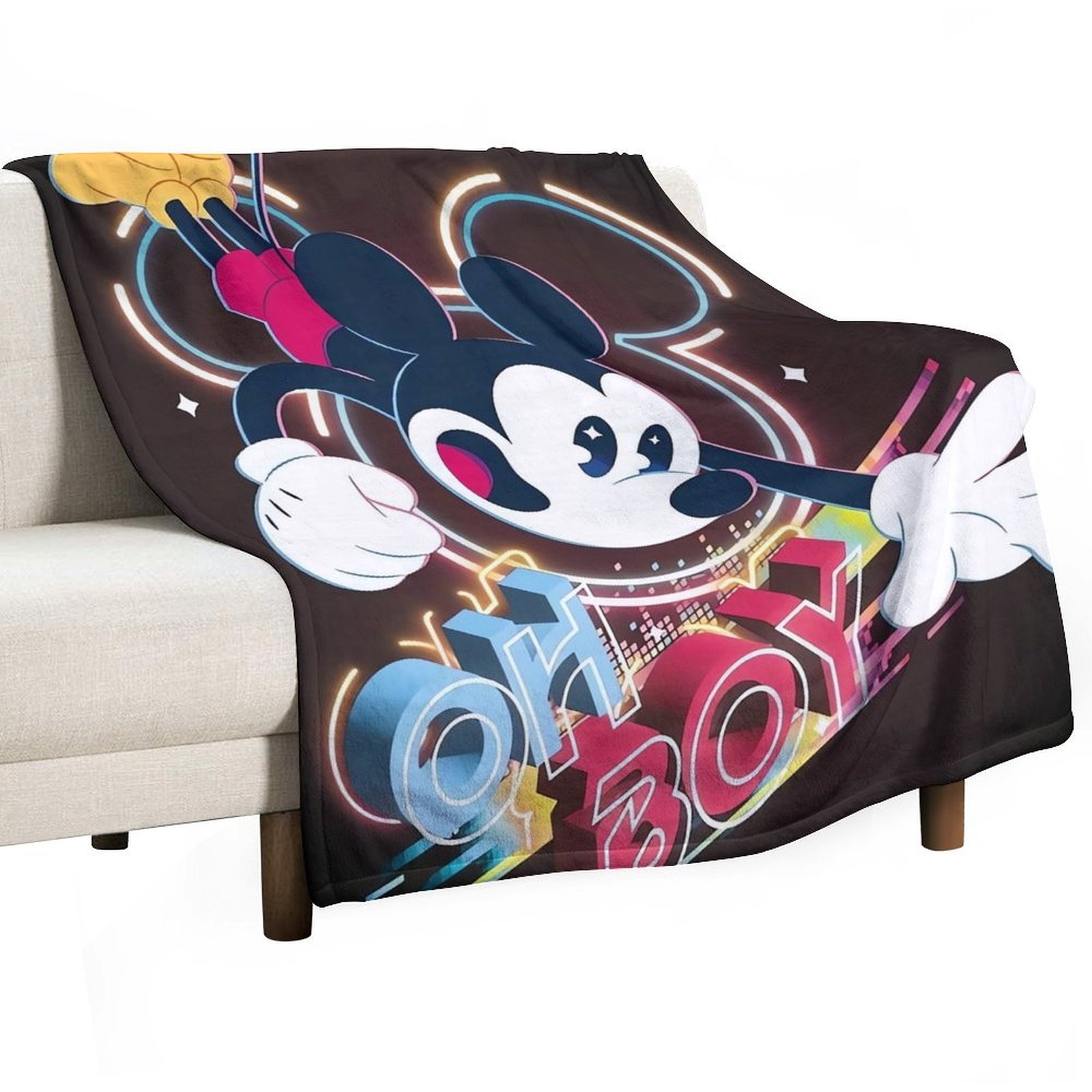 Mickey_Mouse 3D Print Plush Throw Blanket - Measures 50"x60" - Kids ...