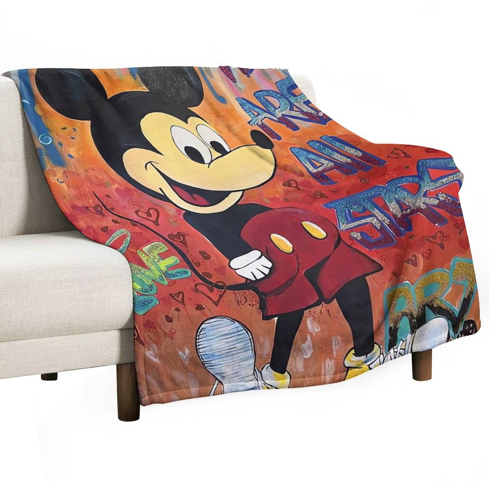 Mickey_Mouse 3D Print Plush Throw Blanket - Measures 50"x60" - Kids ...
