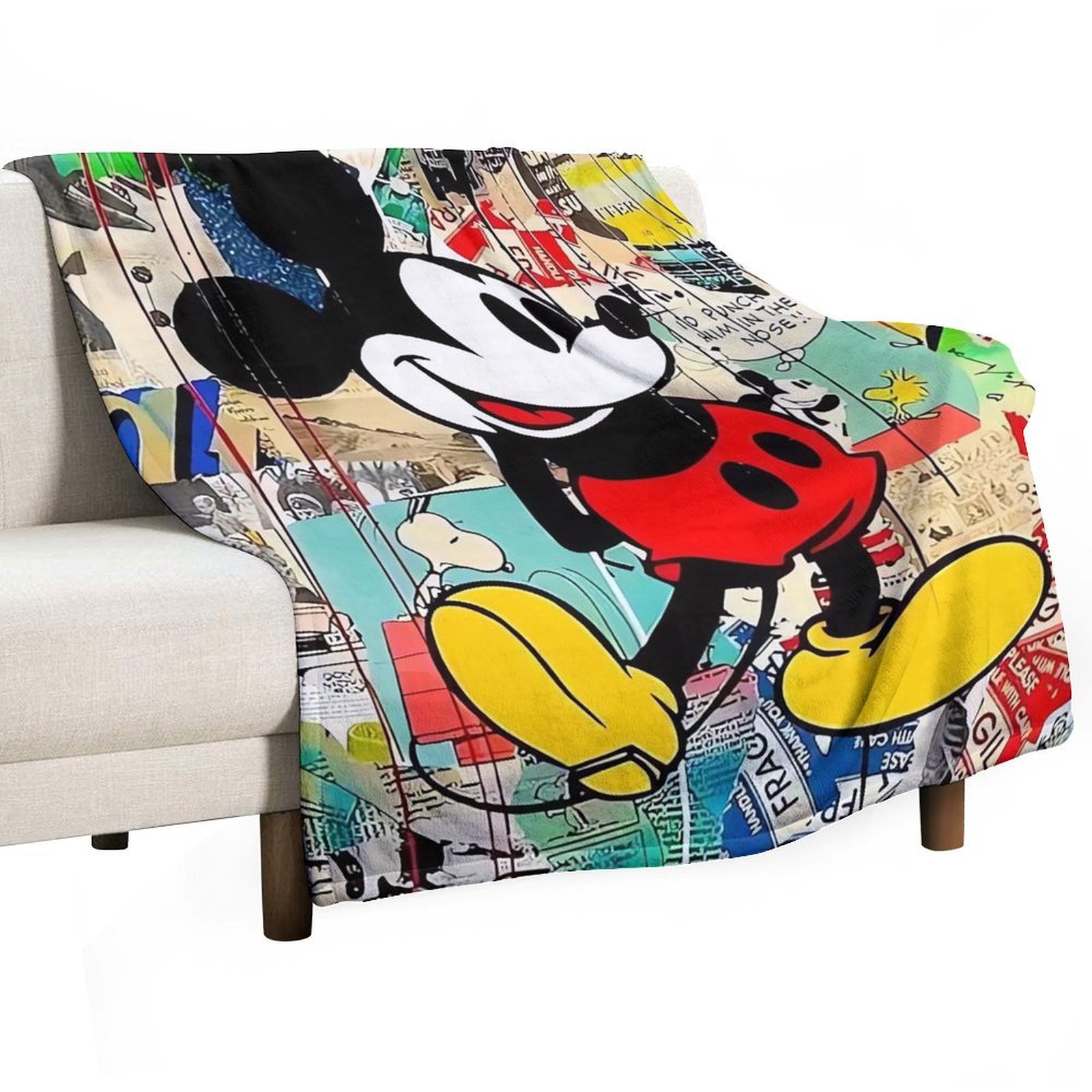 Mickey_Mouse 3D Print Plush Throw Blanket - Measures 50"x60" - Kids ...