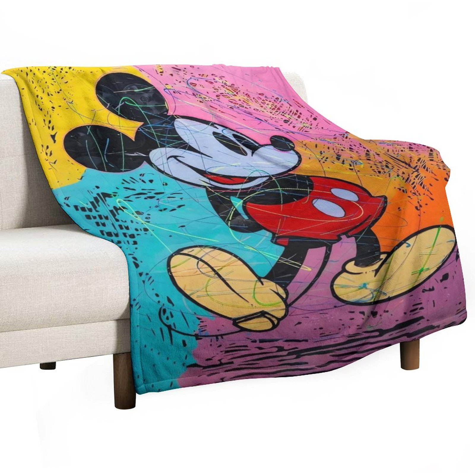 Mickey_Mouse 3D Print Plush Throw Blanket - Measures 50"x70" - Kids ...