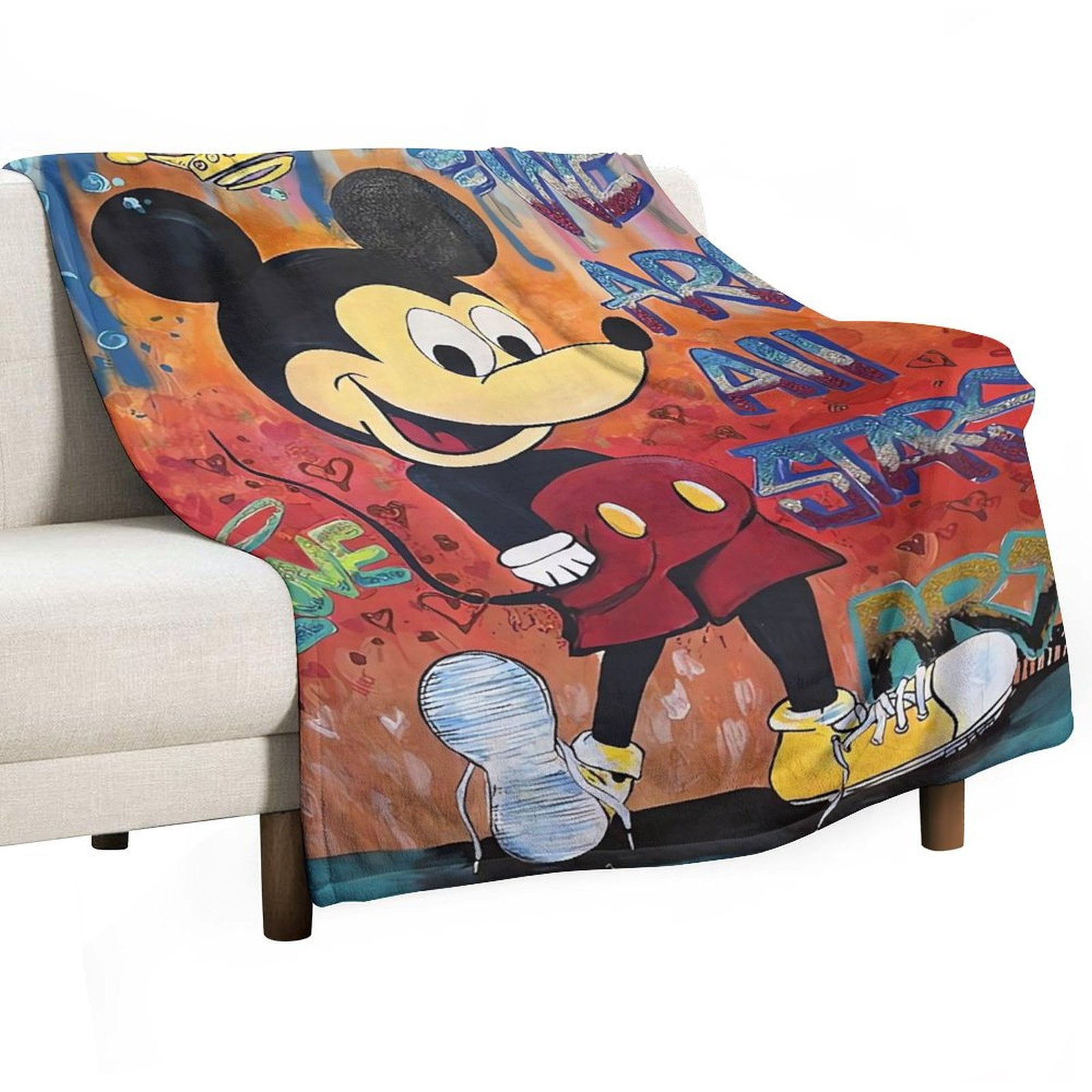 Mickey_Mouse 3D Print Plush Throw Blanket - Measures 50"x70" - Kids ...