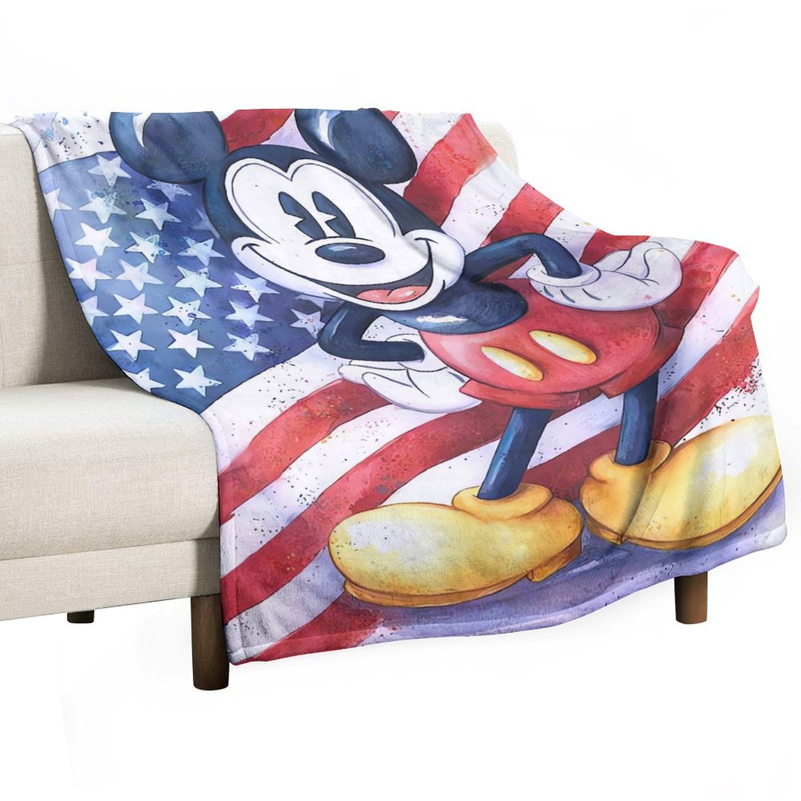 Mickey_Mouse 3D Print Plush Throw Blanket - Measures 55"x70" - Kids ...