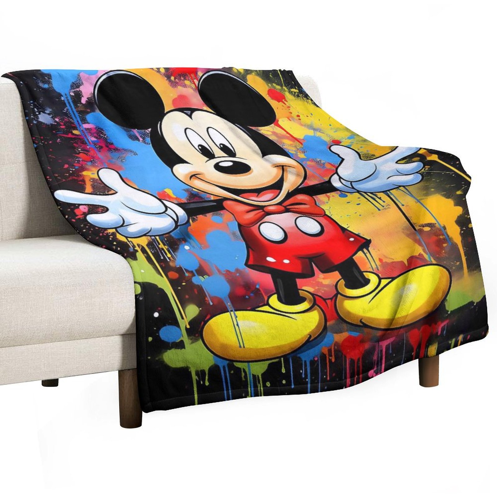 Mickey_Mouse 3D Print Plush Throw Blanket - Measures 55"x70" - Kids ...