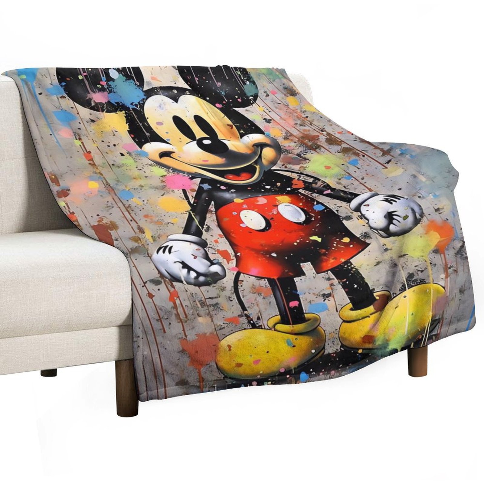 Mickey_Mouse 3D Print Plush Throw Blanket - Measures 60"x80" - Kids ...