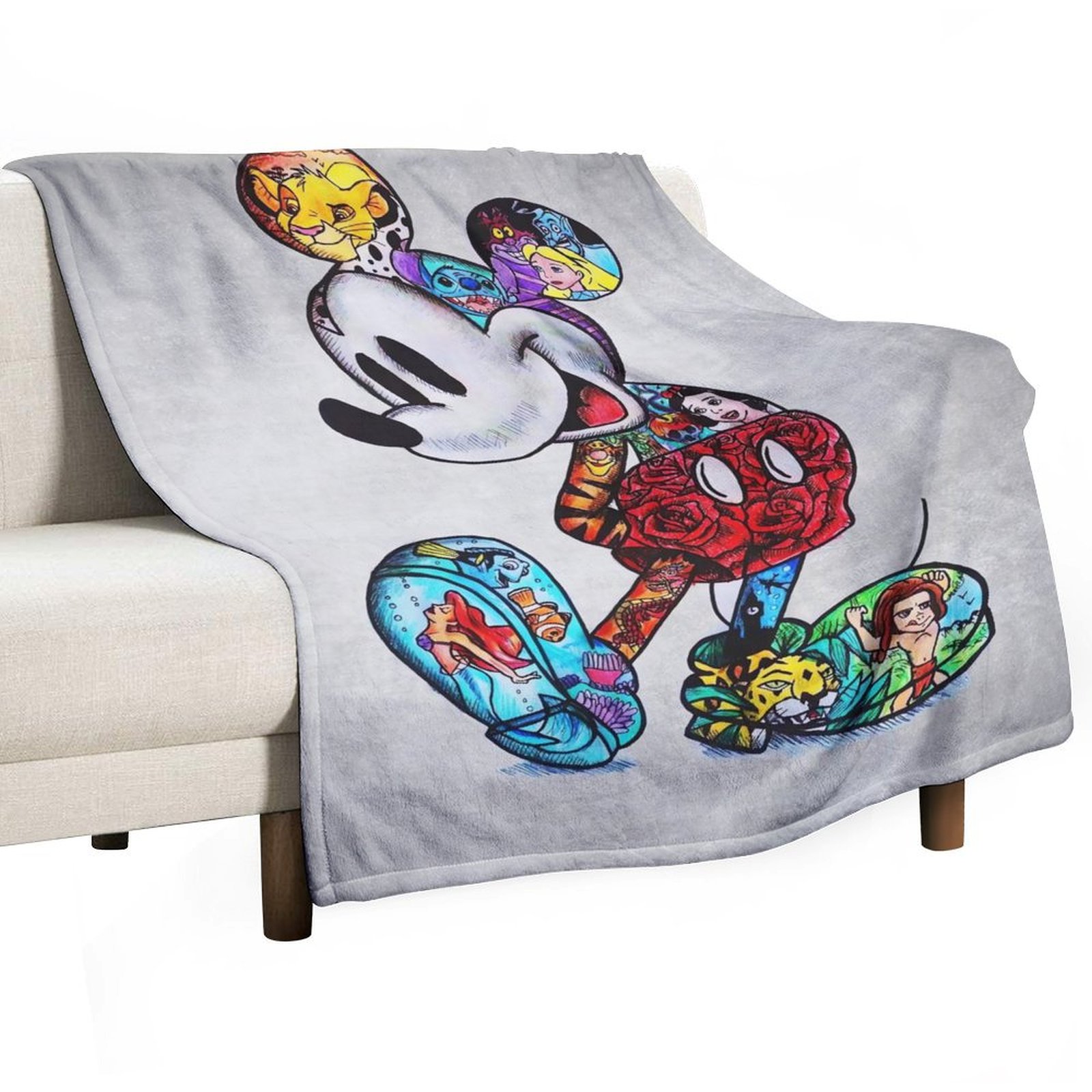Mickey_Mouse 3D Print Plush Throw Blanket - Measures 60"x80" - Kids ...