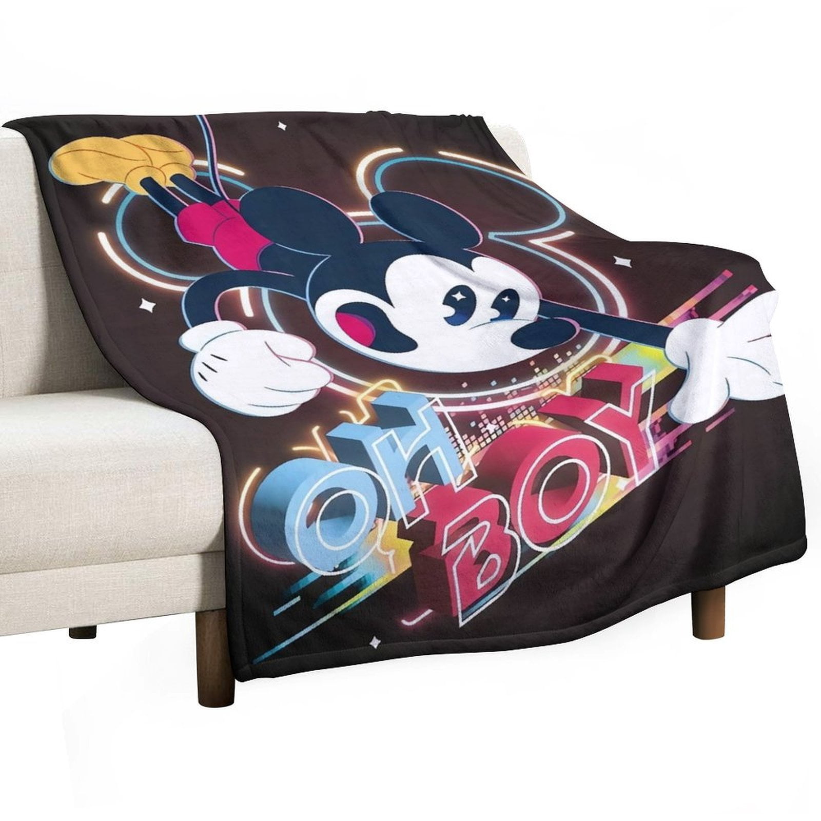 Mickey_Mouse 3D Print Plush Throw Blanket - Measures 66"x90" - Kids ...