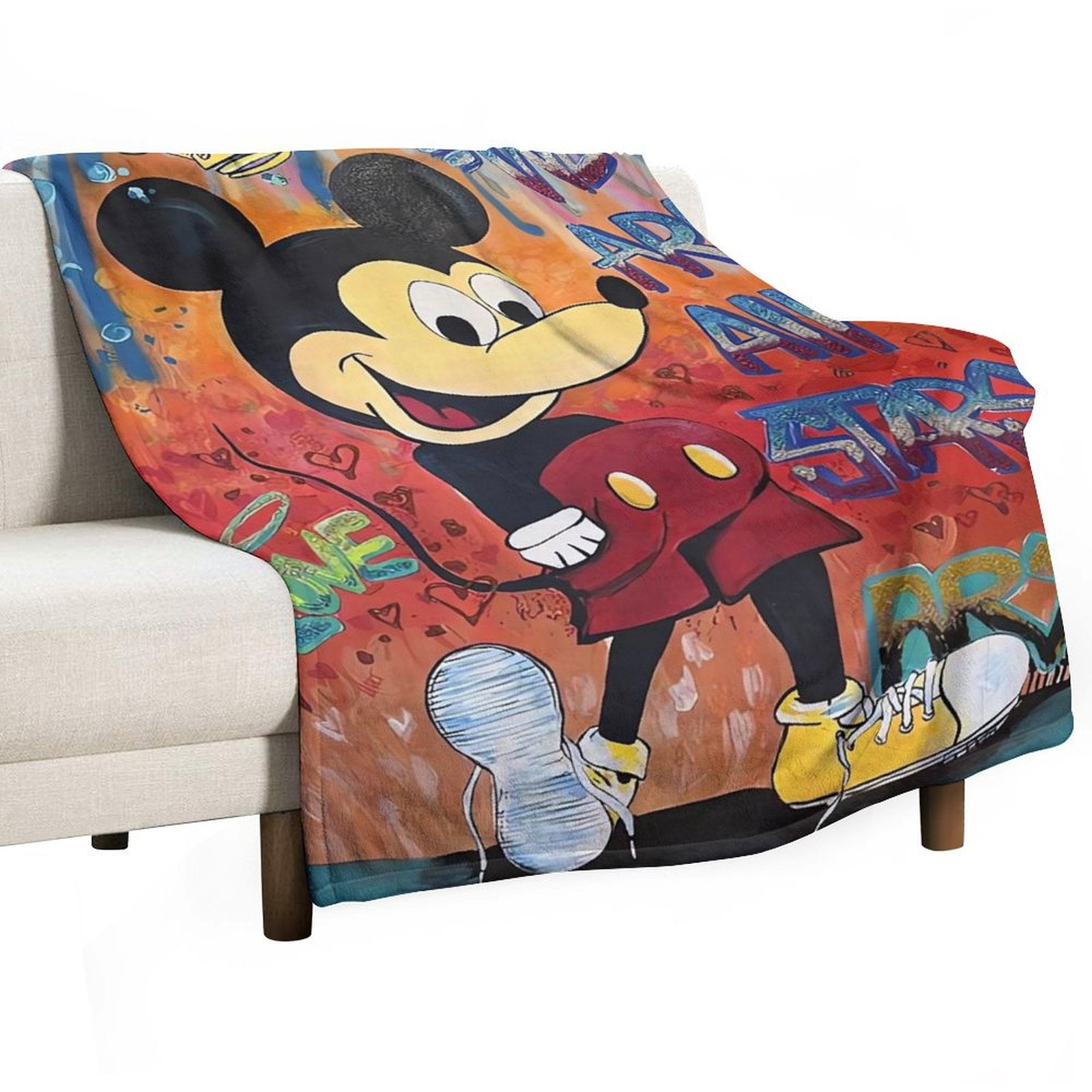 Mickey_Mouse 3D Print Plush Throw Blanket - Measures 66"x90" - Kids ...