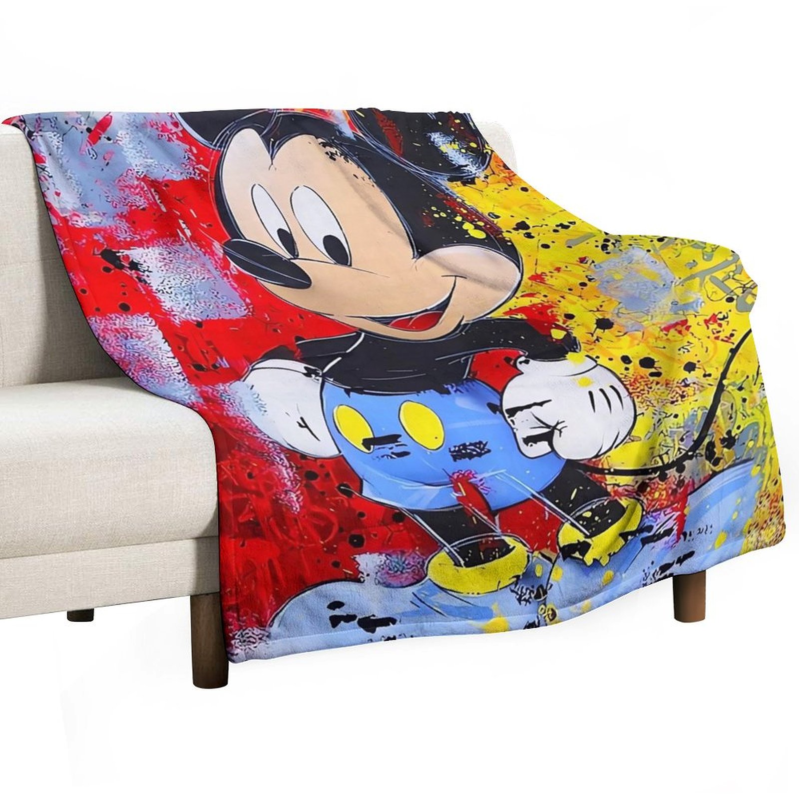 Mickey_Mouse 3D Print Plush Throw Blanket - Measures 70"x80" - Kids ...