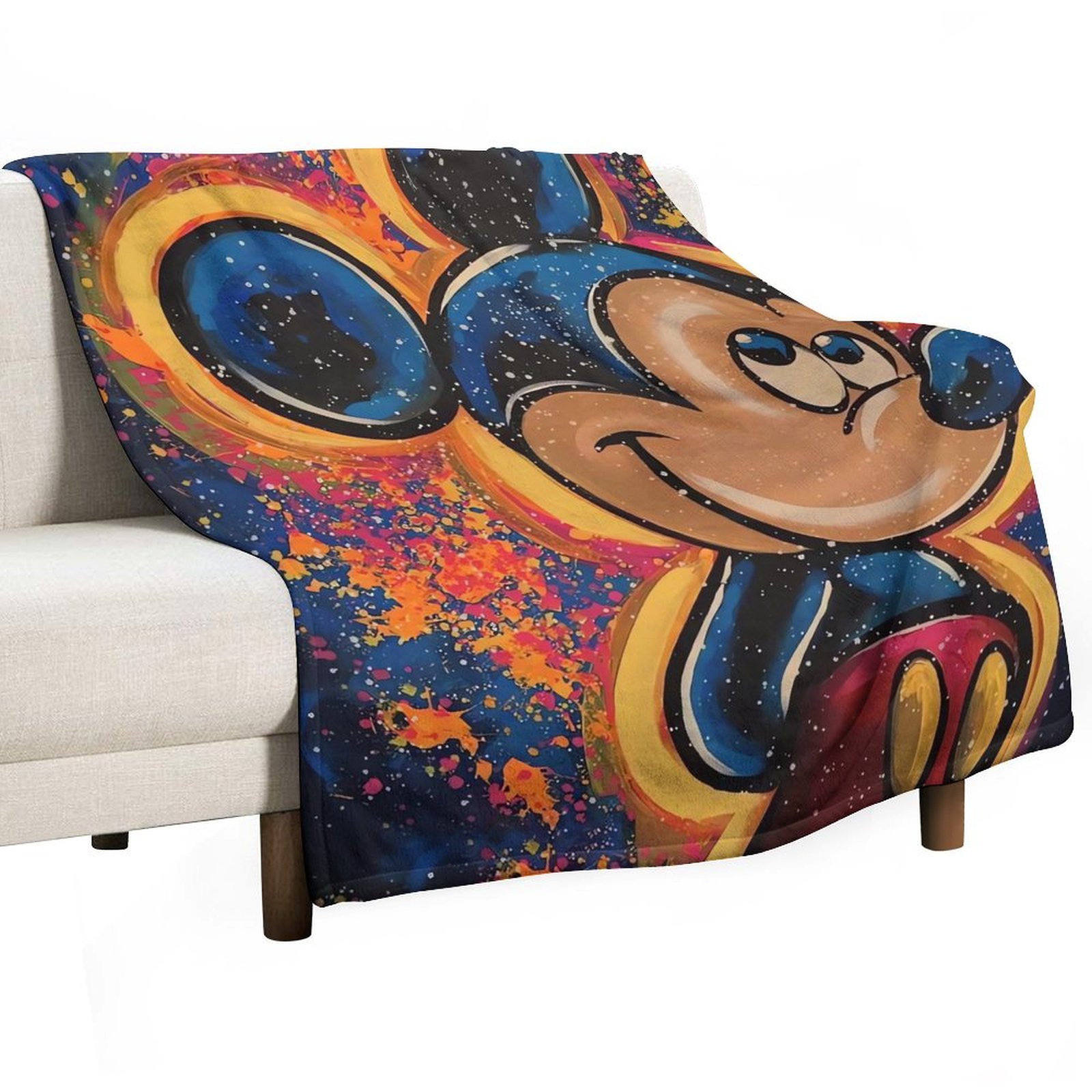 Mickey_Mouse 3D Print Plush Throw Blanket - Measures 70"x80" - Kids ...