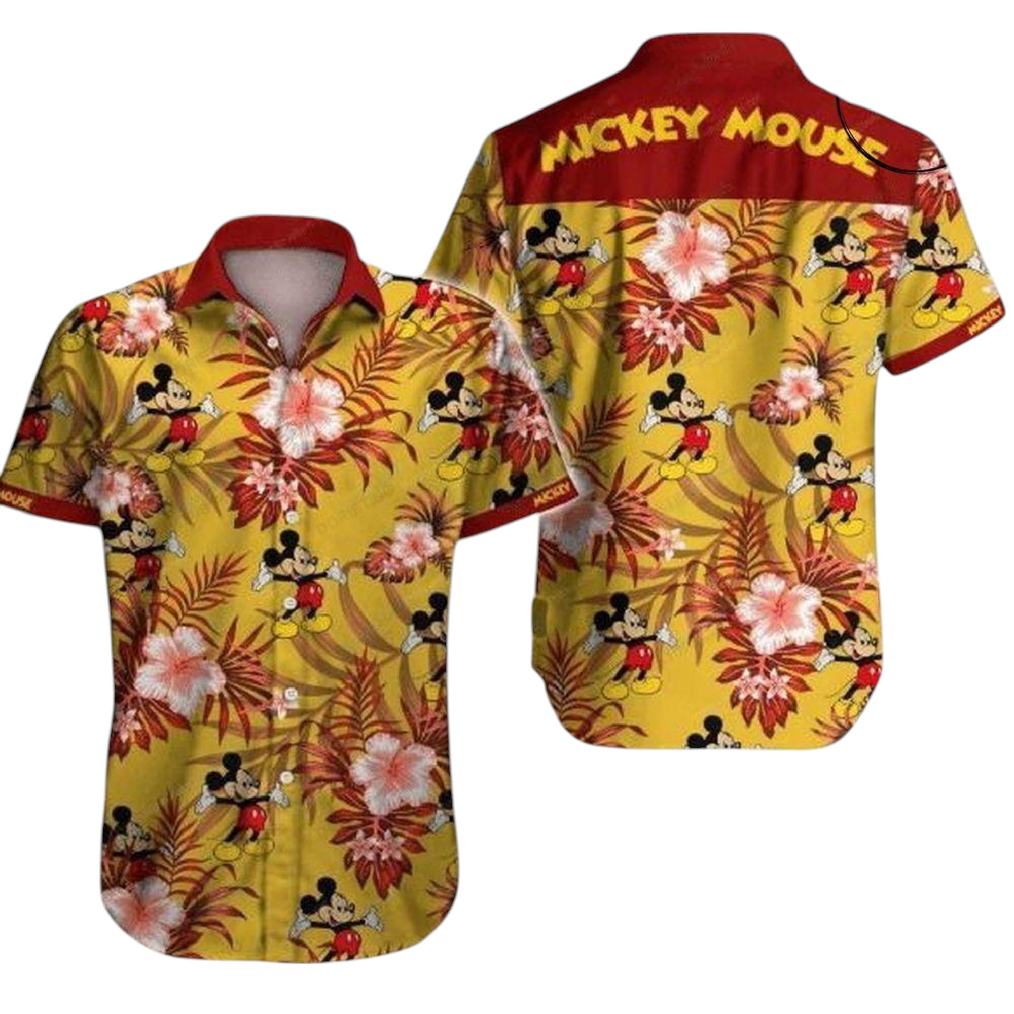 Mickey Mouse Aloha Hawaiian Shirt Floral Disney Button Summer Outfit ...