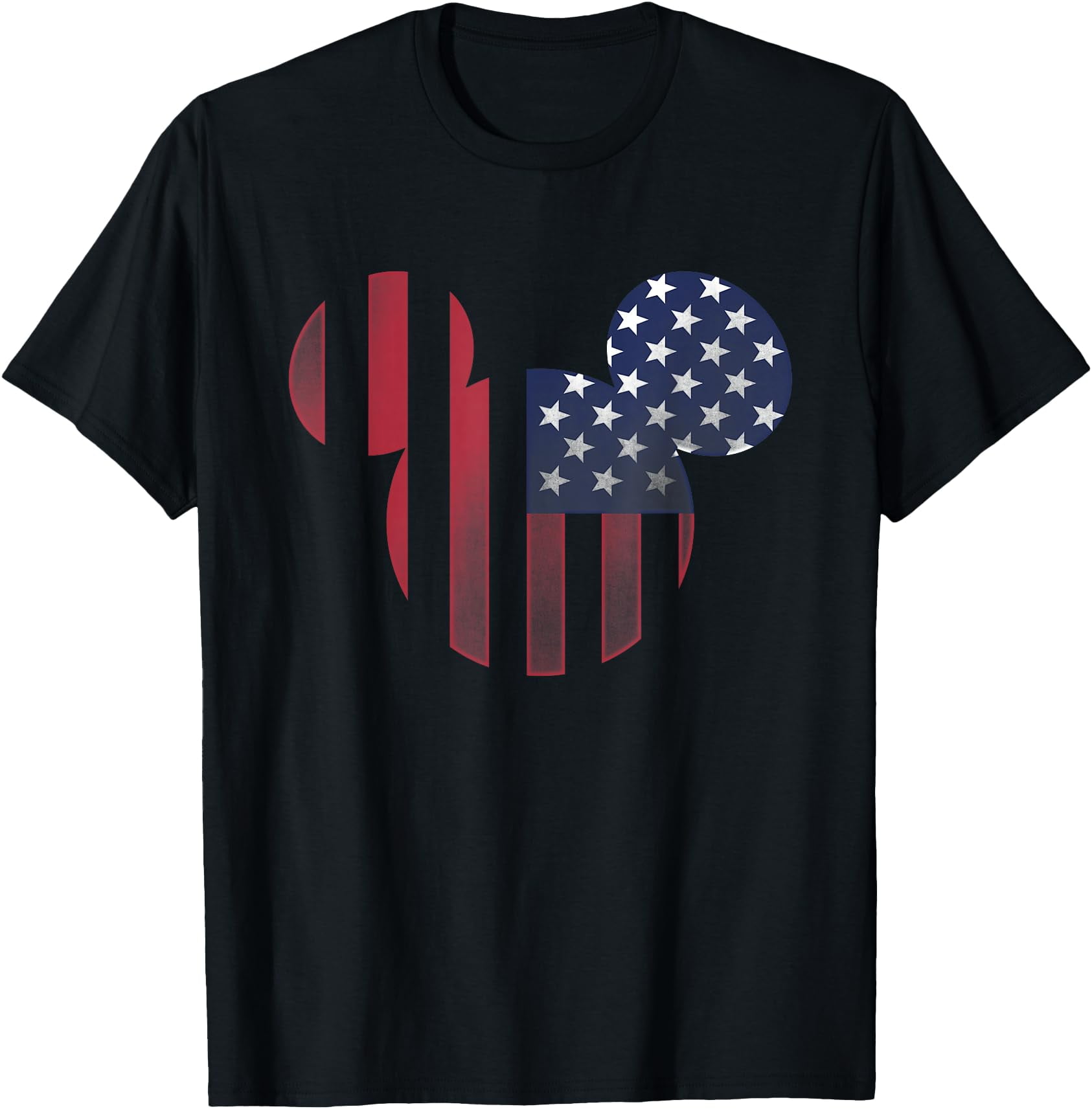 Mickey Mouse Americana Ears Shape DTG Print Unisex T-Shirt,Black Color ...