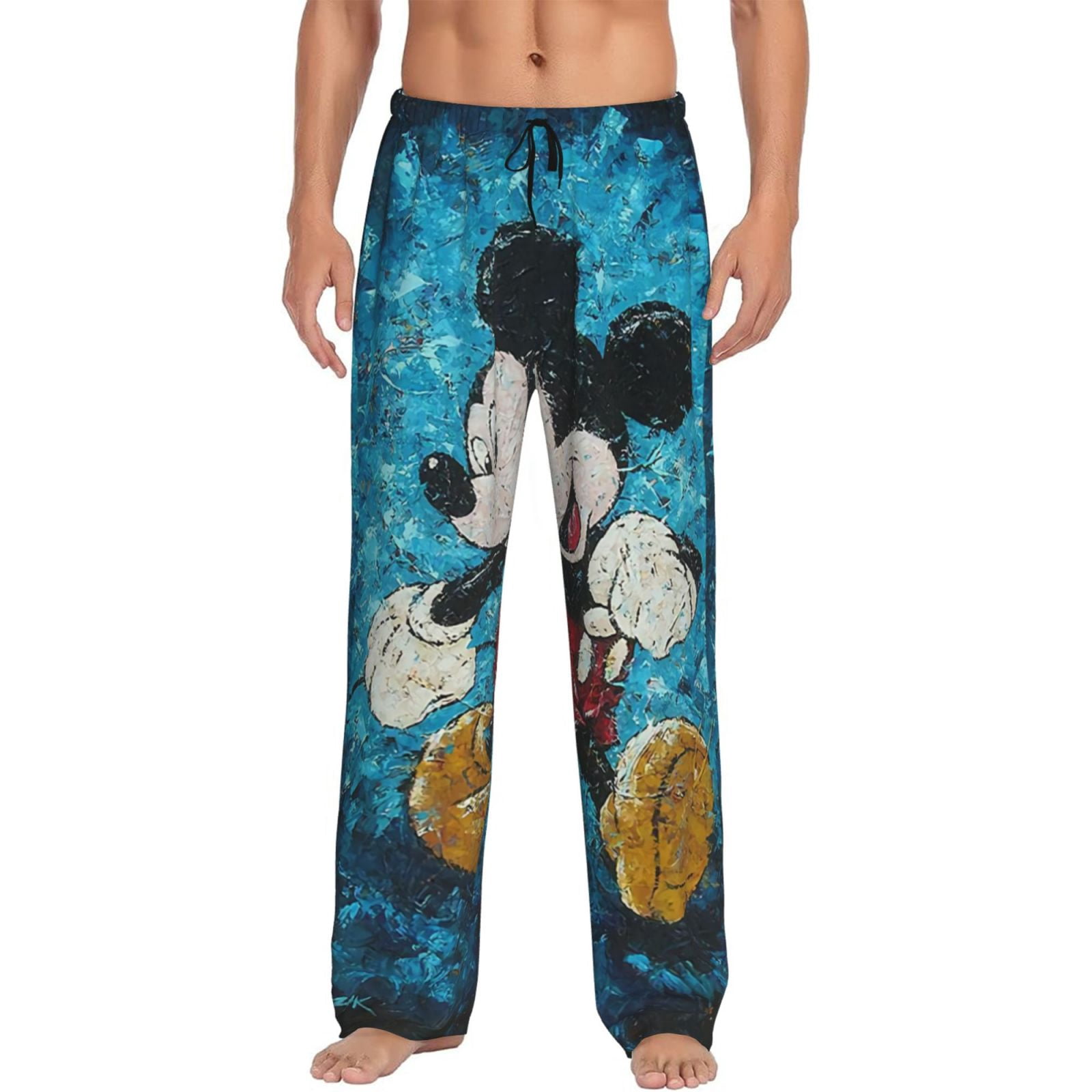 Mickey Mouse Anime Cartoon All-Over Print Men'S Black Pajama Pants ...