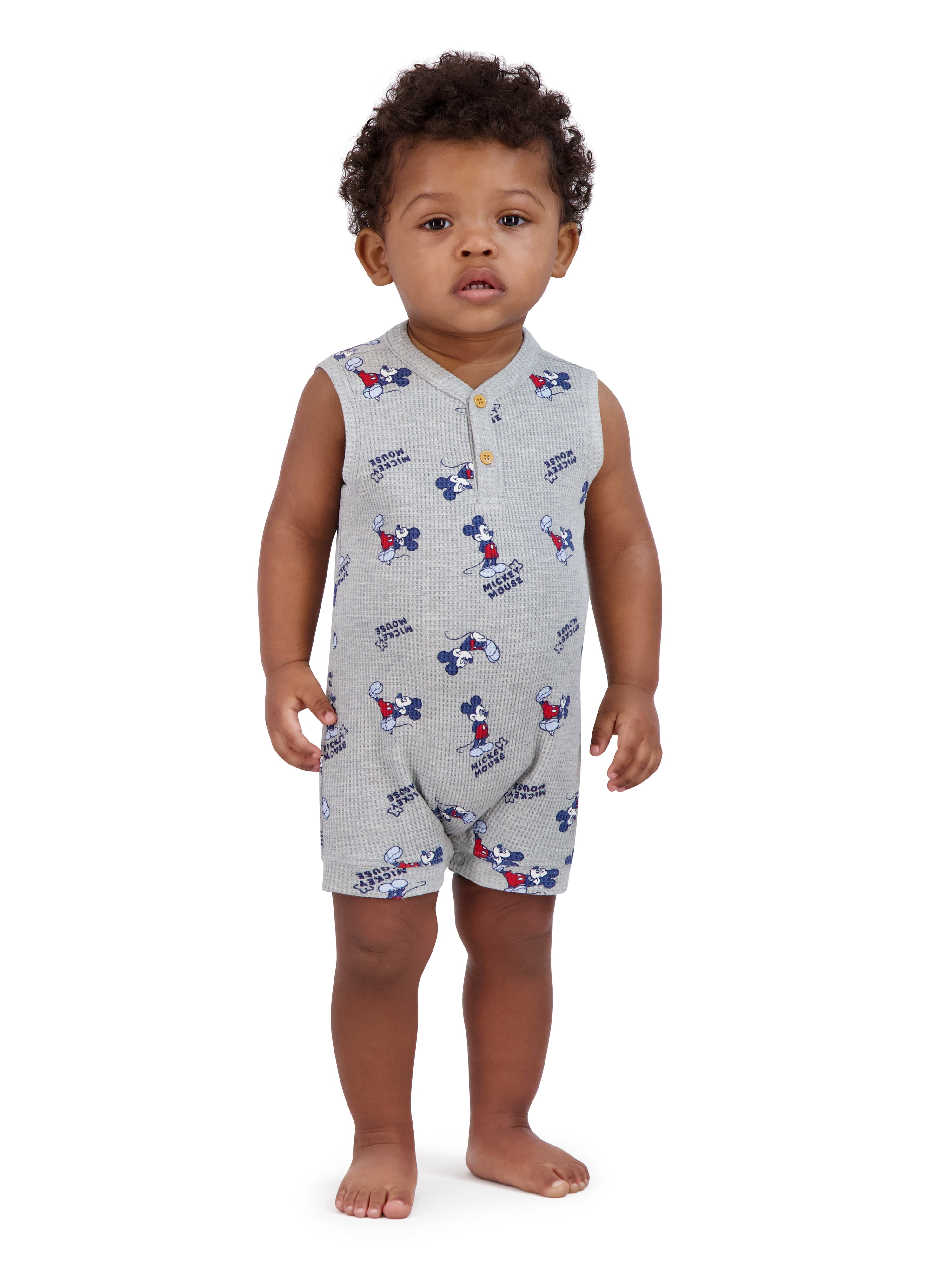 Mickey Mouse Baby Boy 2 Pack Rompers, Sizes 0/3 Months-24 Months ...