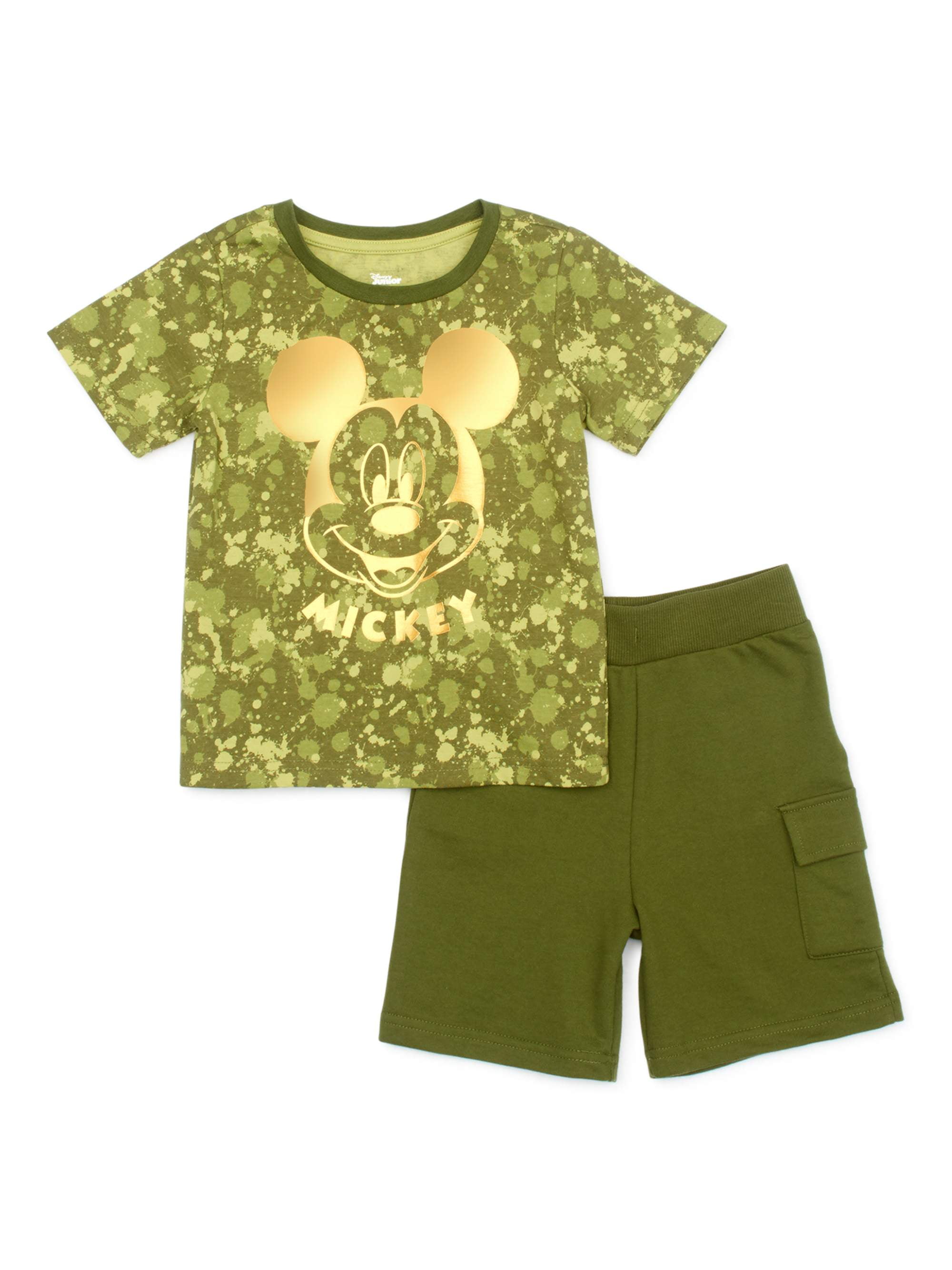 Mickey Mouse Baby Boy & Toddler Boy T-Shirt & Shorts Outfit Set, 2 ...