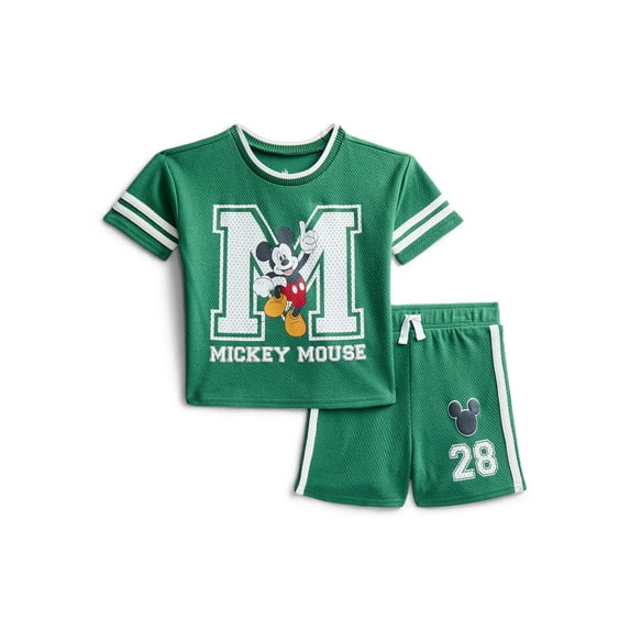 Mickey Mouse Baby Boys Athletic Graphic T-Shirt and Shorts Set, 2-Piece ...