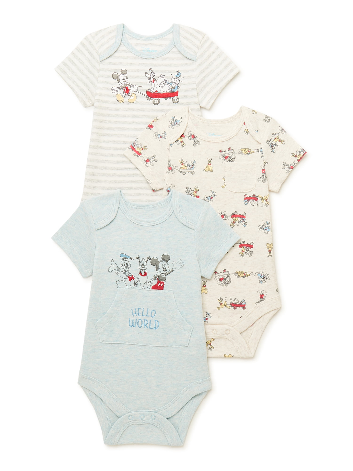 Mickey Mouse Baby Boys’ Bodysuits, 3-Pack - Walmart.com