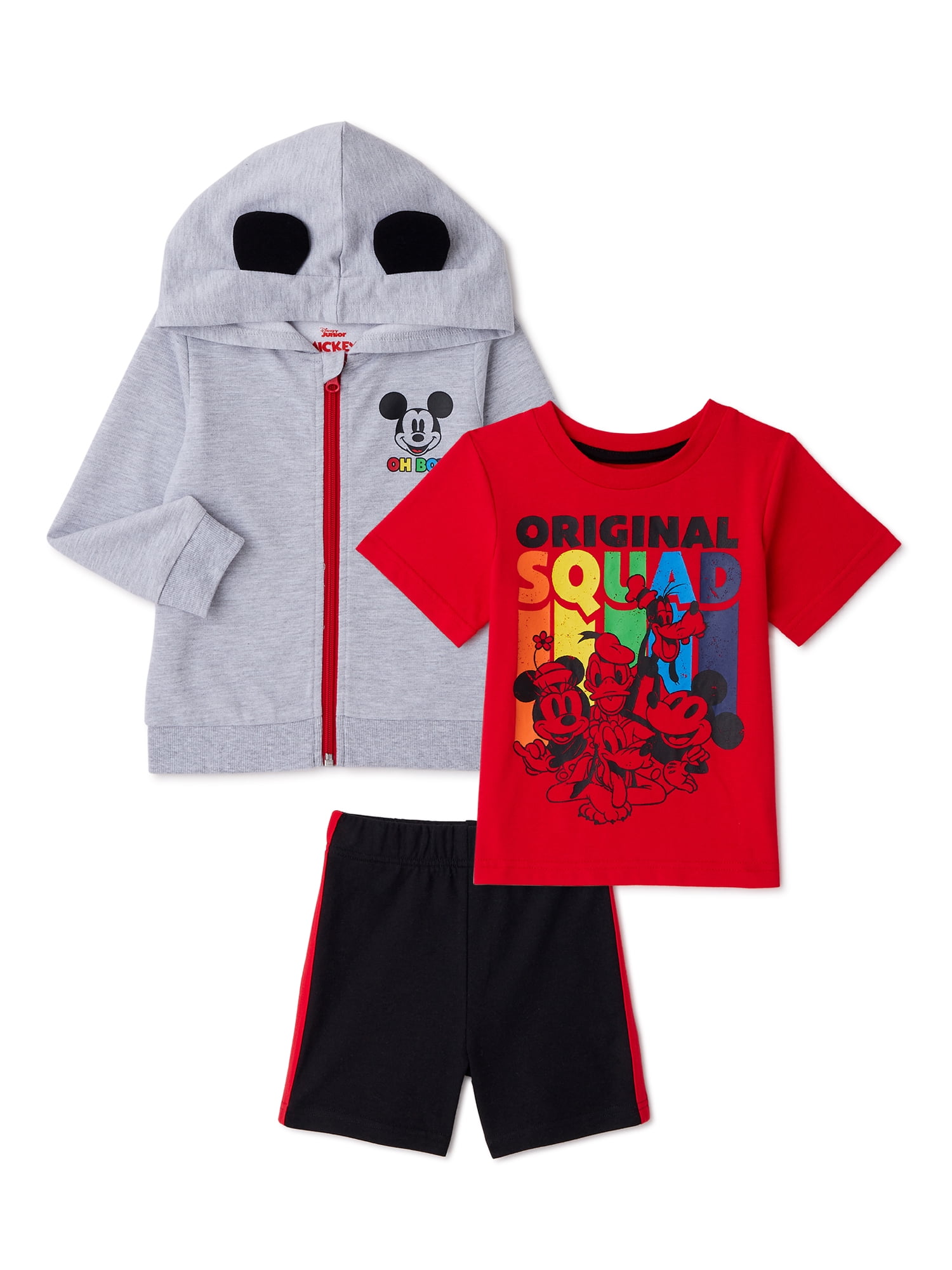 Mickey Mouse Baby and Toddler Boy Hoodie Sweatshirt, T-Shirt and Shorts ...