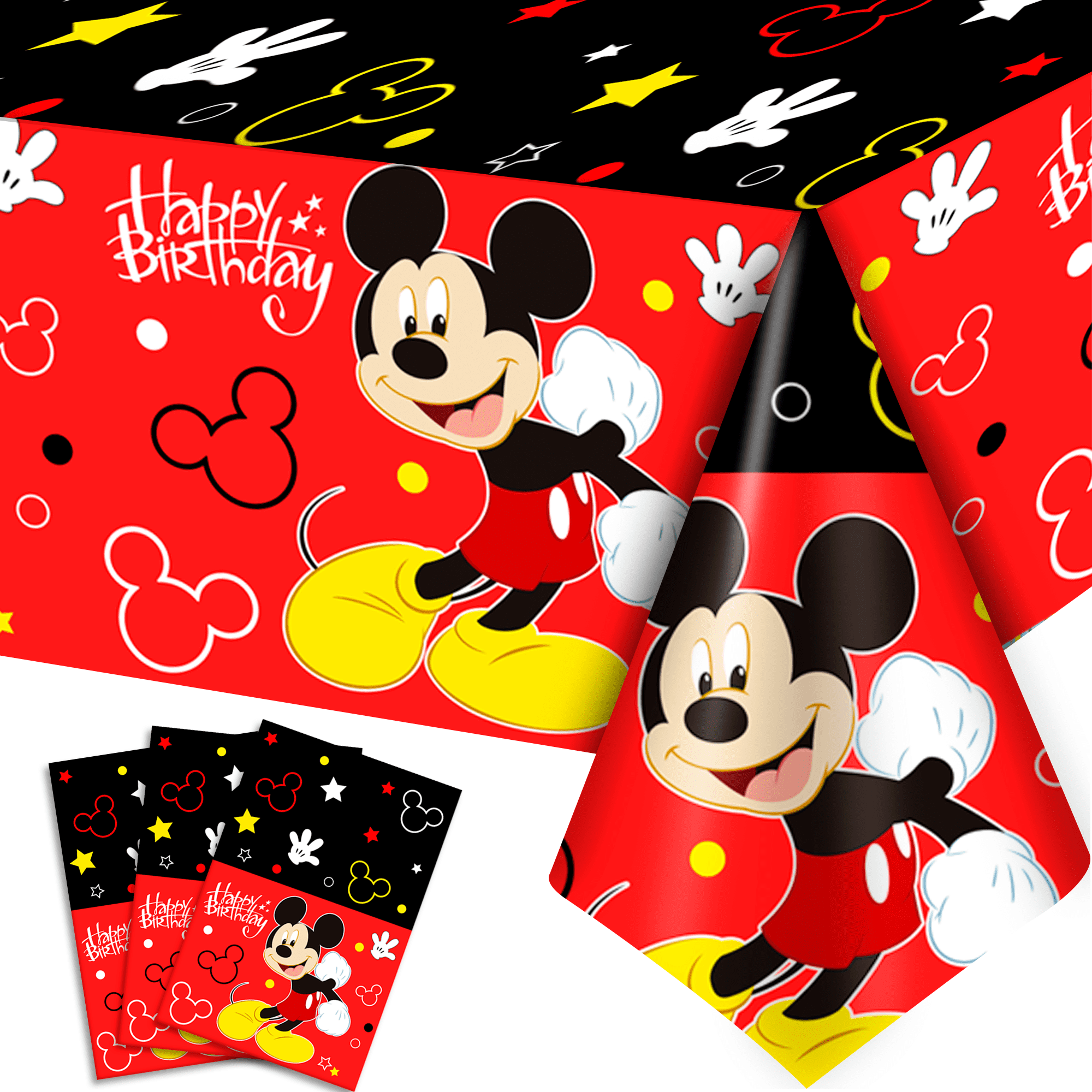 Mickey Mouse Birthday Decorations Tablecloth, 3pcs Mickey Mouse Table ...