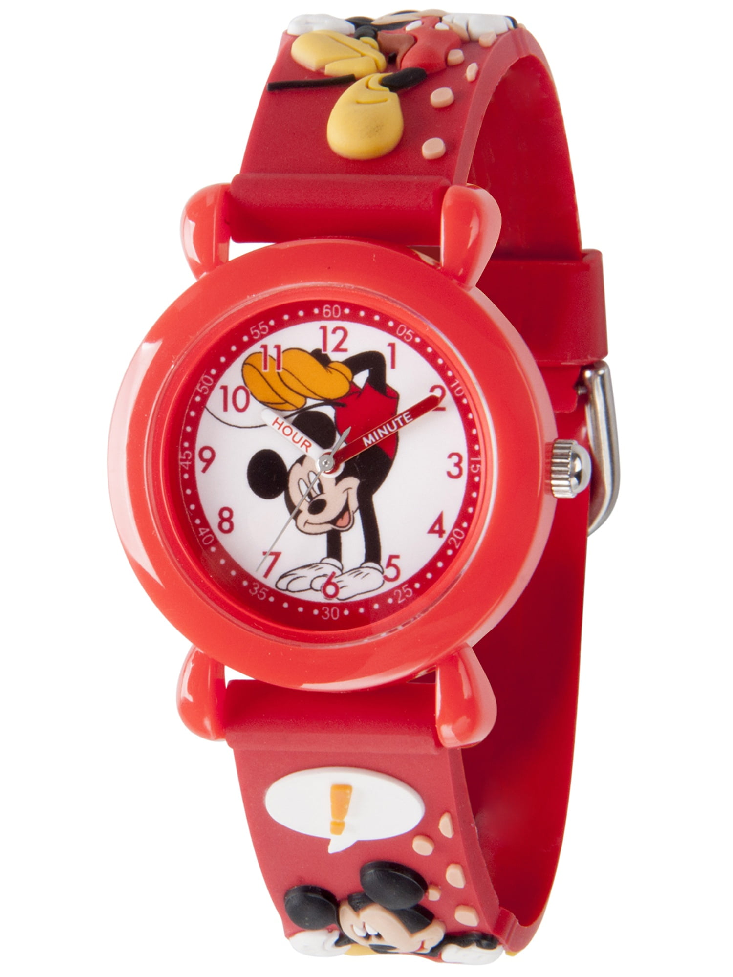 Mickey Mouse Boys' Red Plastic Time Teacher Watch, Red 3D Plastic Strap ...