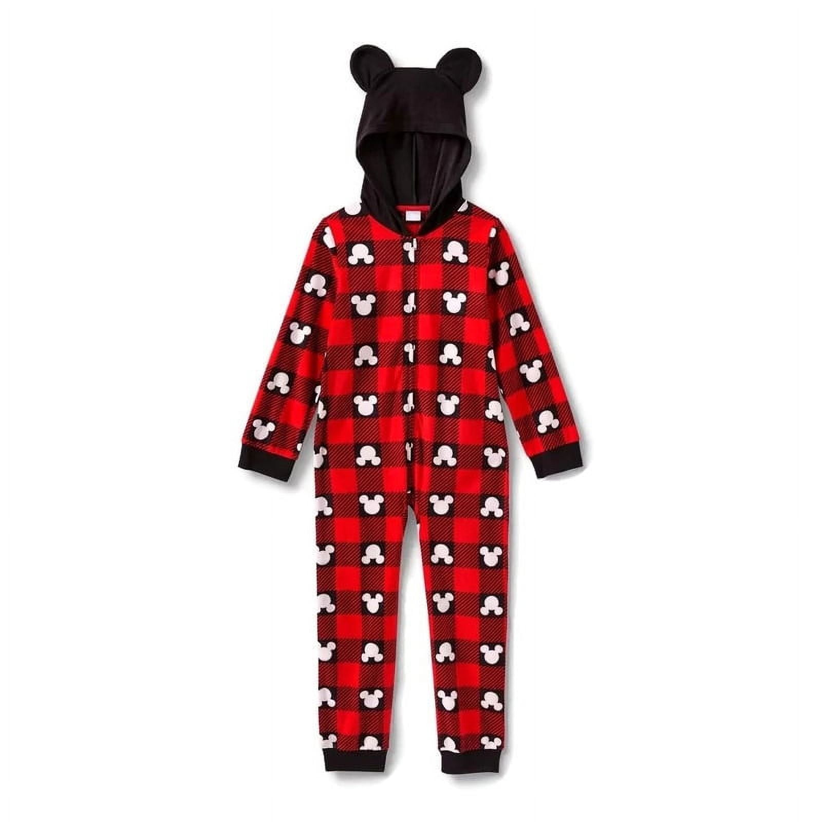 Mickey Mouse Buffalo Check Fleece Costume Style Hooded Pajama Blanket ...