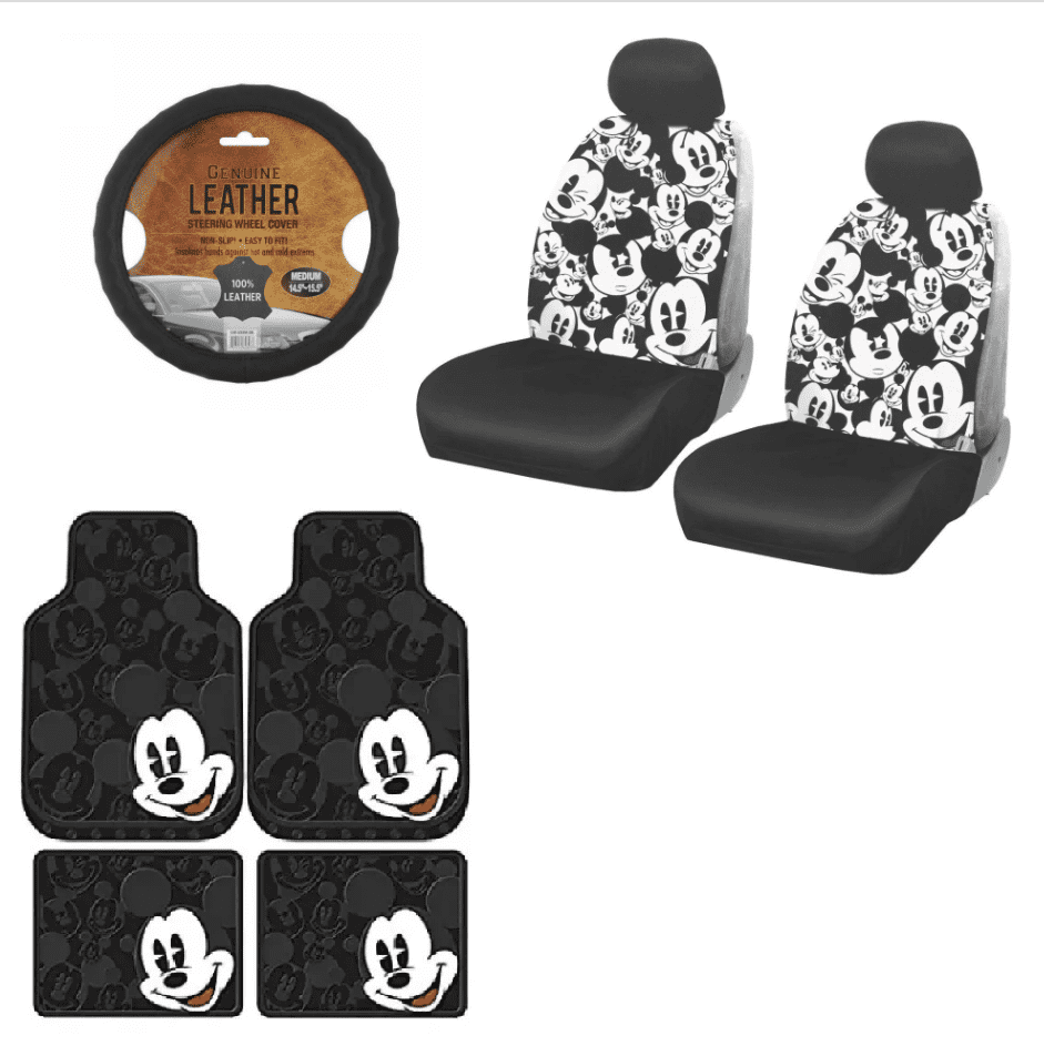 Mickey Mouse Car Truck Interior Front Seat Covers Floor Mats & Steering ...