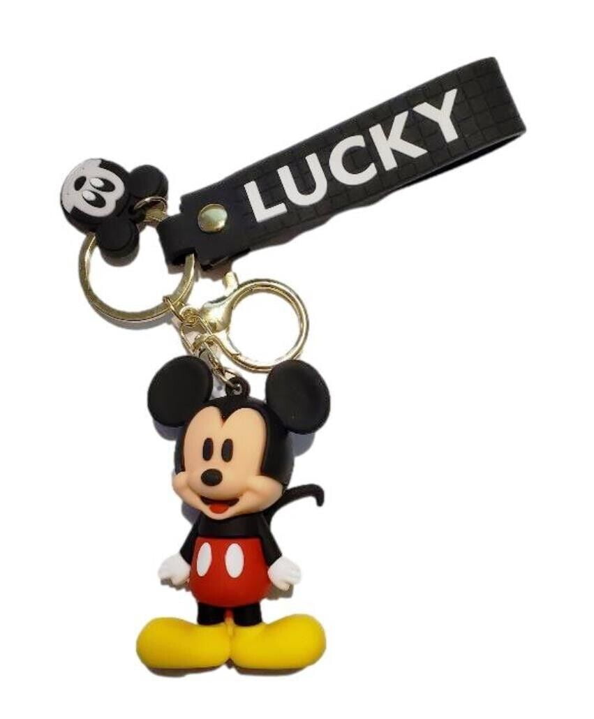 Mickey Mouse Cartoon Character Silicone 3D Charm Keychain Keyring ...
