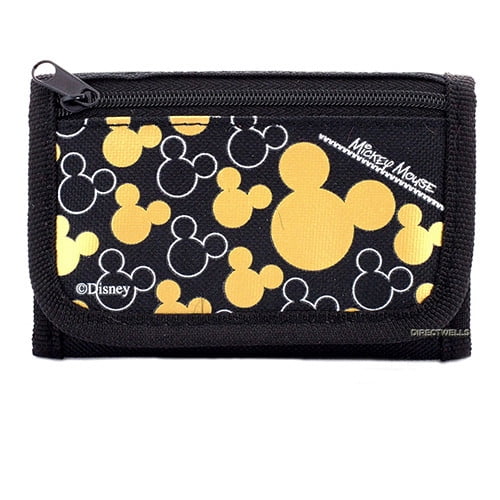 Mickey Mouse Character Black Gold Trifold Wallet - Walmart.com