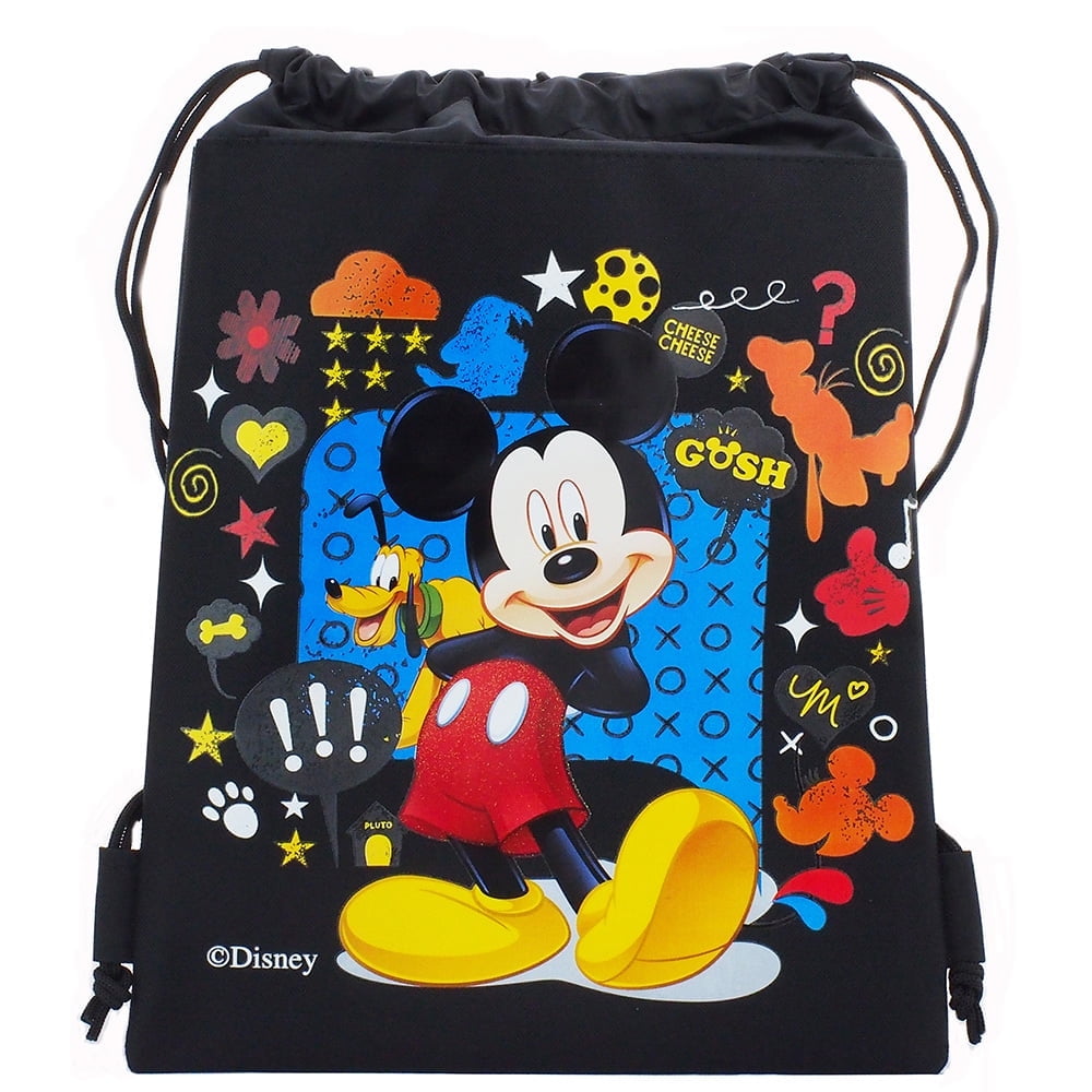 Mickey Mouse " Cheese Cheese " Character Licensed Black Drawstring Bag ...