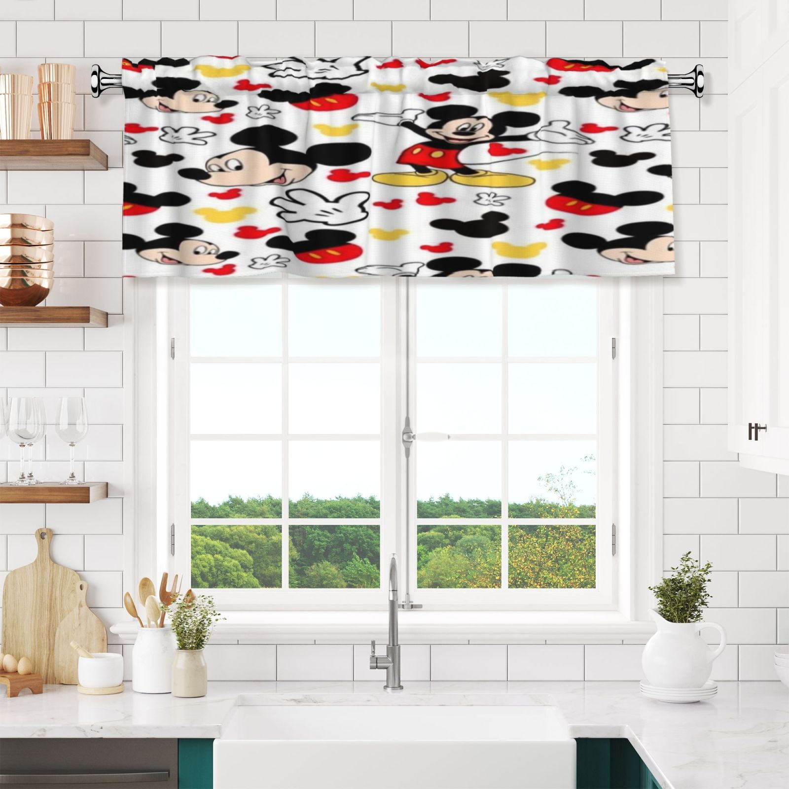 Mickey Mouse Curtain Valance for Windows 54x18 Inches Blackout Kitchen Curtain Valance for ...